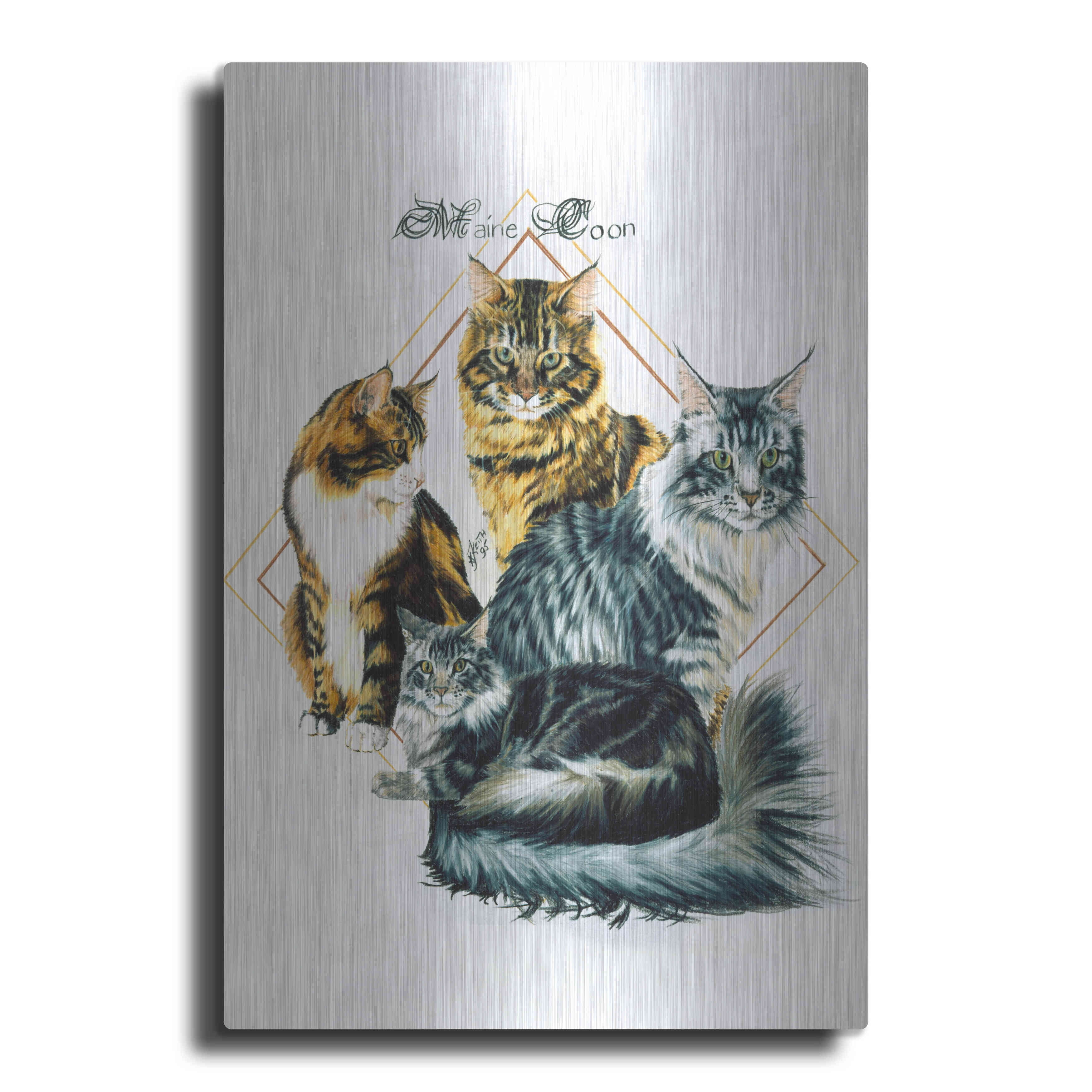 Luxe Metal Art 'Maine Coon' by Barbara Keith, Metal Wall Art, 16"x24 ...