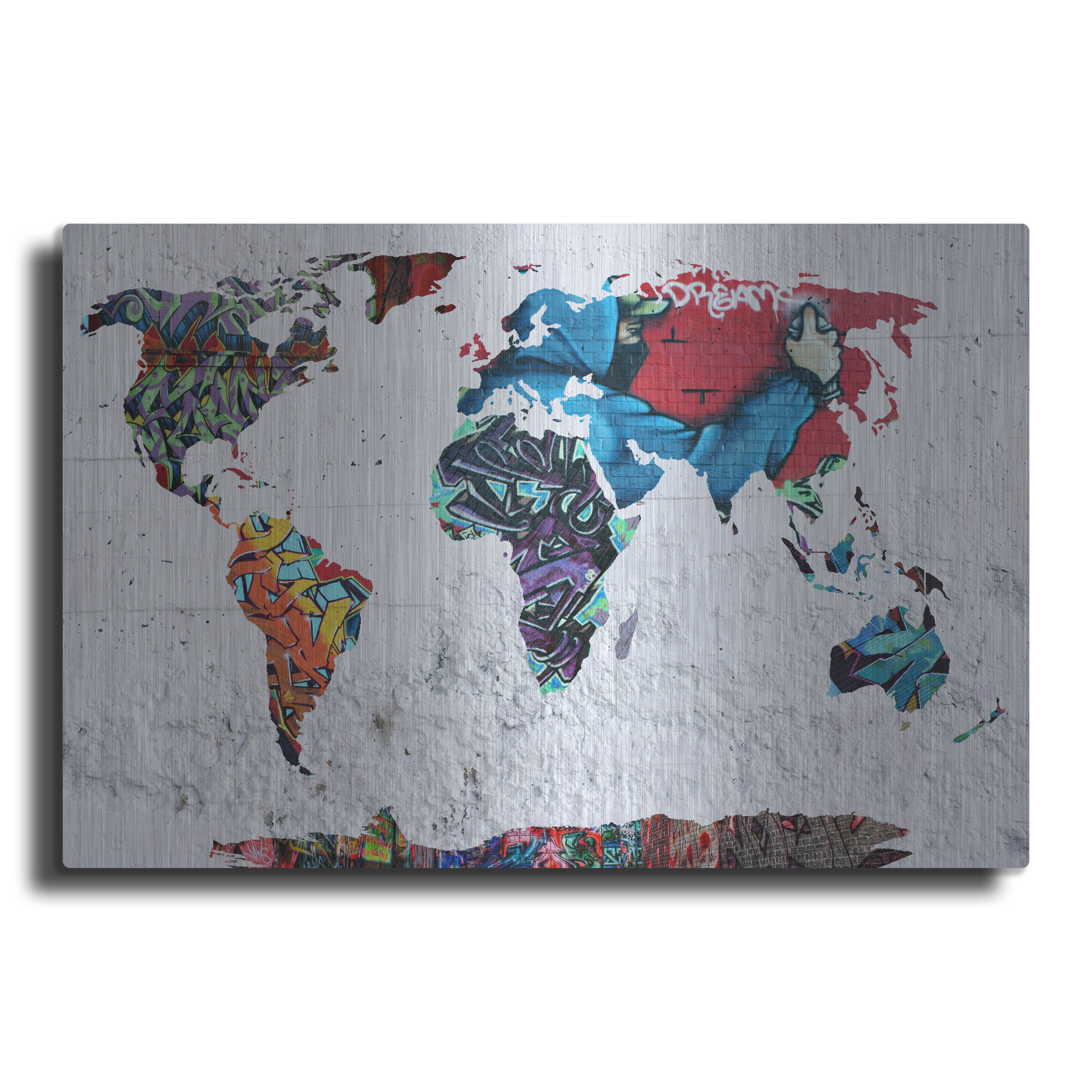 Luxe Metal Art 'Map Graffiti' by Mark Ashkenazi Metal Wall Art, 24" x ...