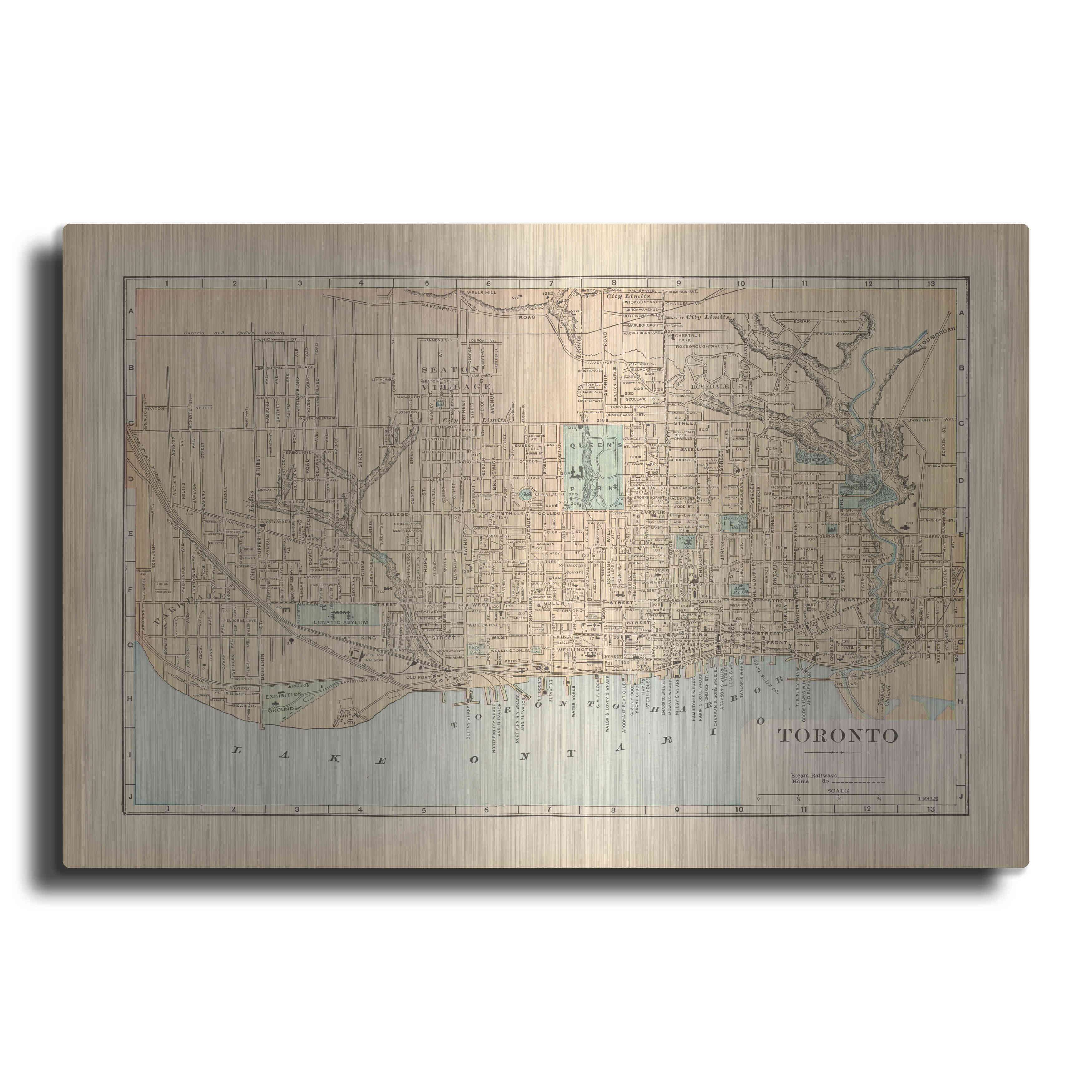 Luxe Metal Art 'Map of Toronto' by Wild Apple Portfolio, Metal Wall Art ...