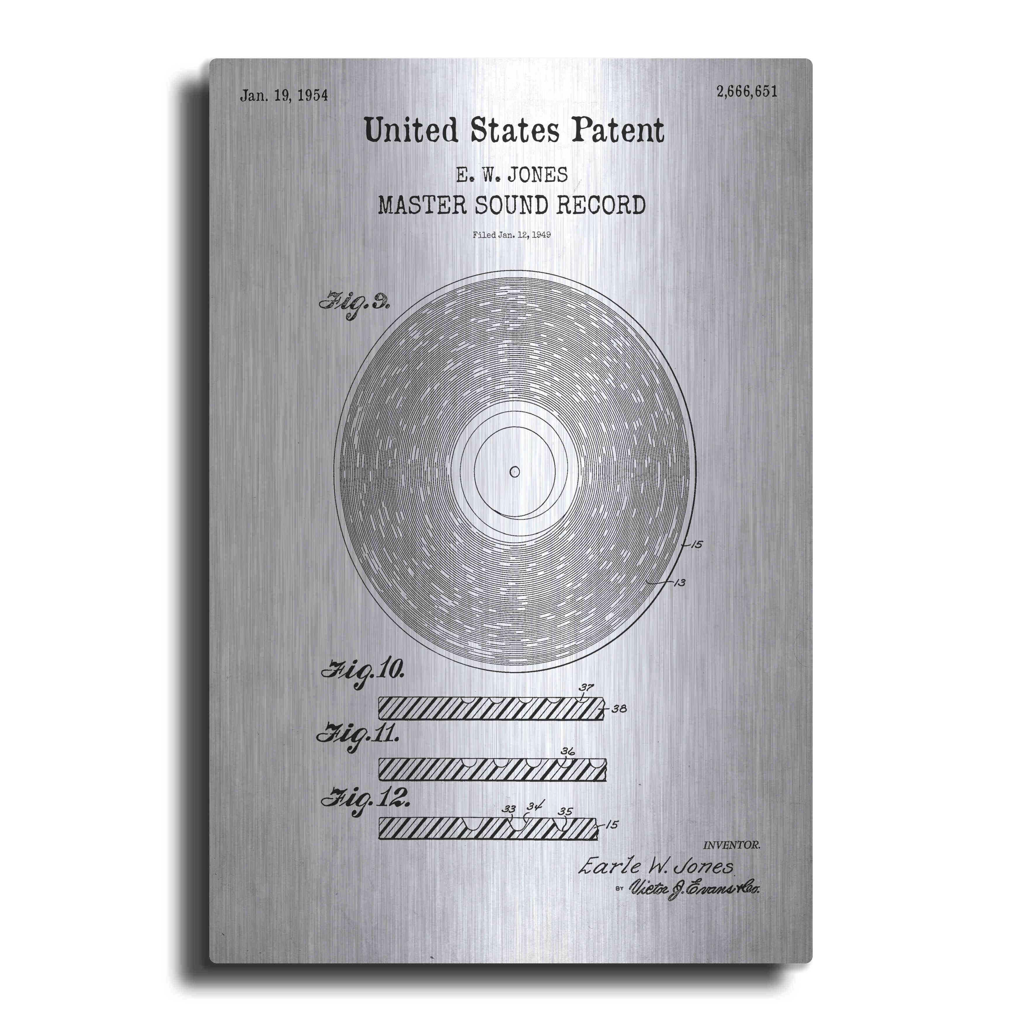 Luxe Metal Art 'Master Sound Record Blueprint Patent White' Metal Wall ...