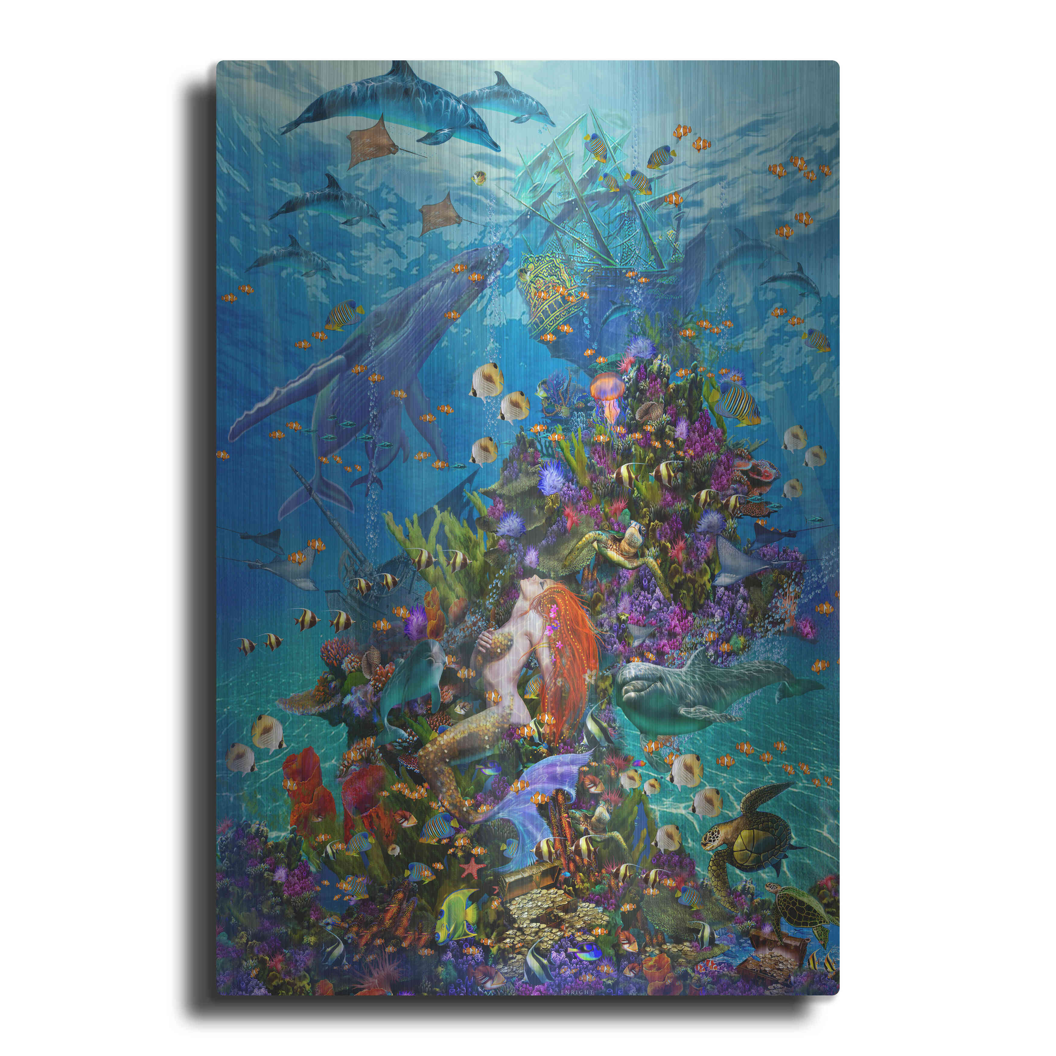 Luxe Metal Art 'Mermaid Treasure Ship' by Enright, Metal Wall Art, 12 ...