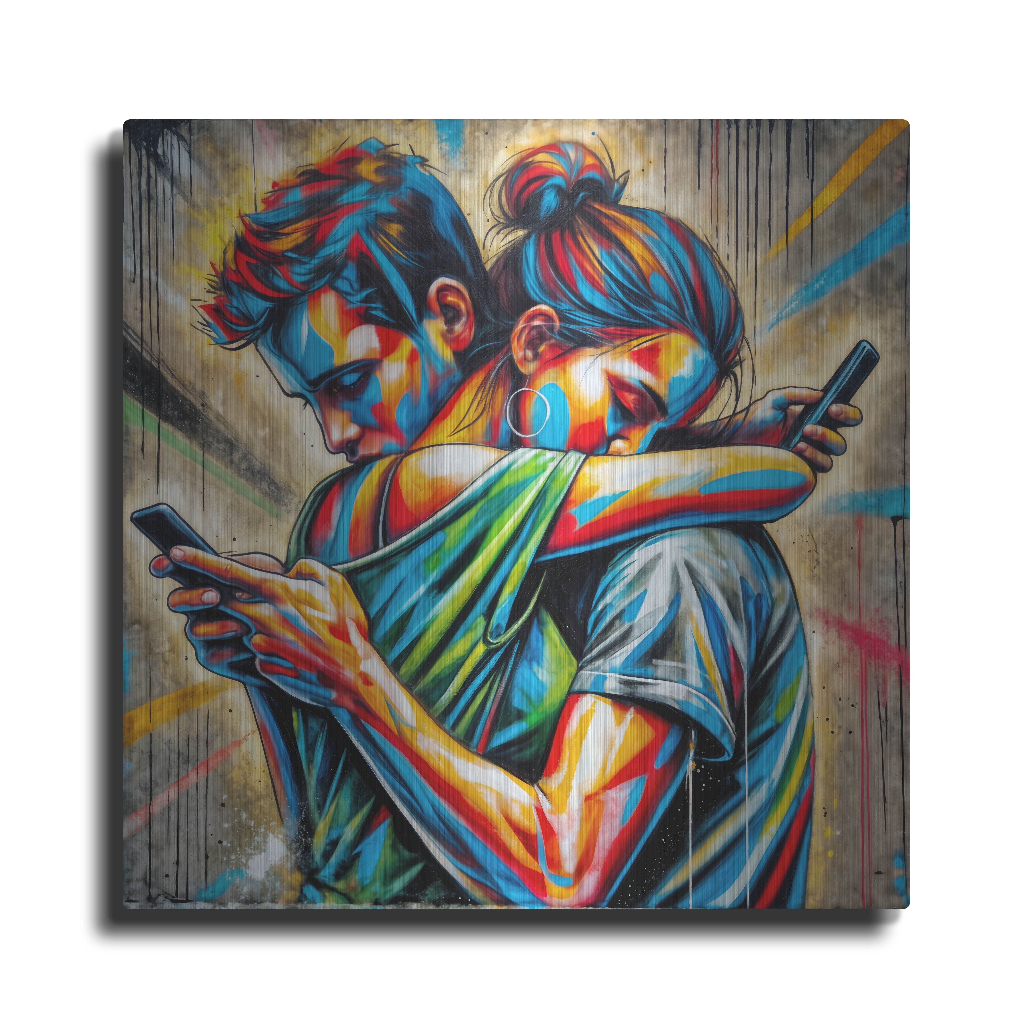 Luxe Metal Art 'Modern Hug' by Rey Klimt Metal Wall Art, 36" x 36 ...