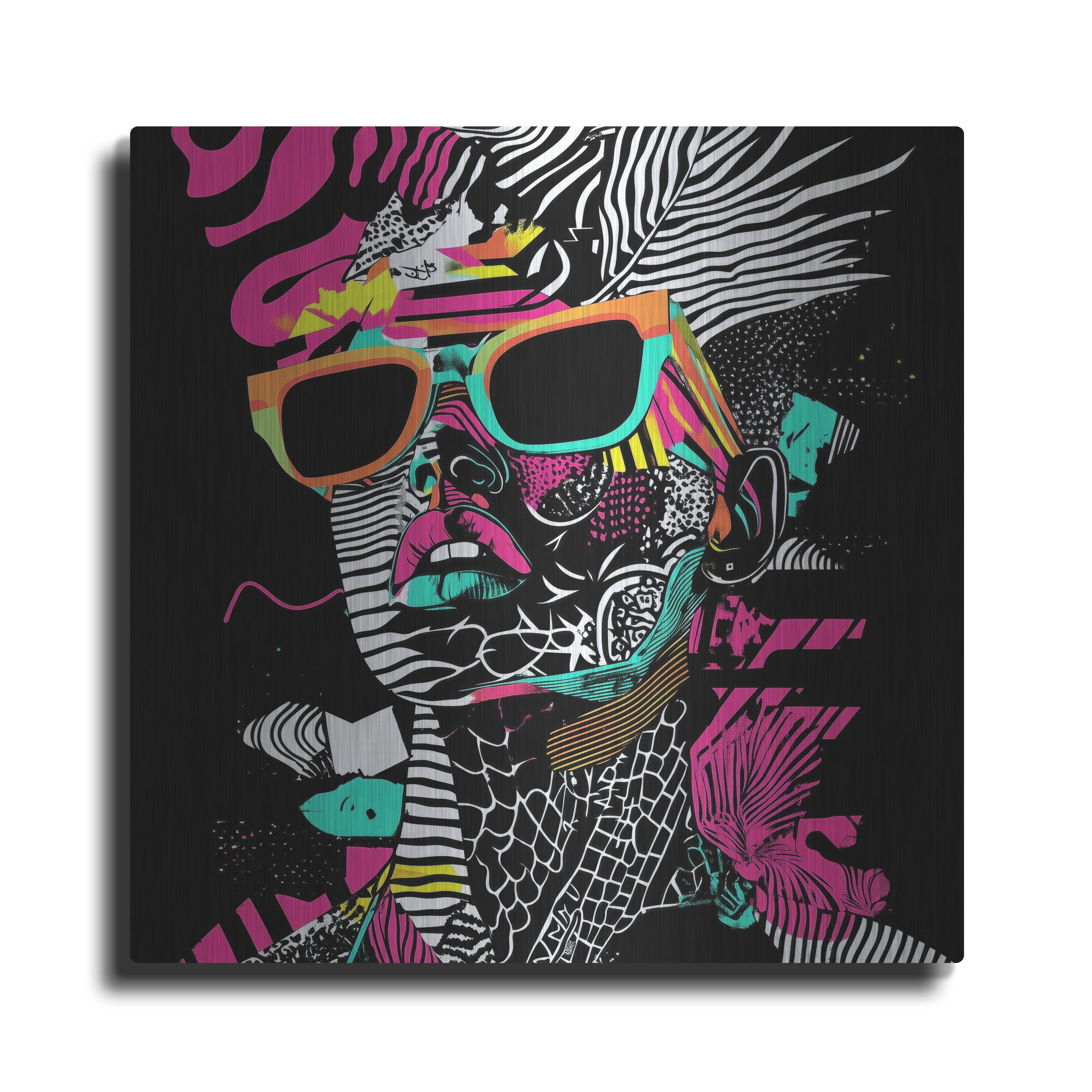 Luxe Metal Art 'Neon Night 2' by Rich Monet Metal Wall Art, 12" x 12" - Walmart.com