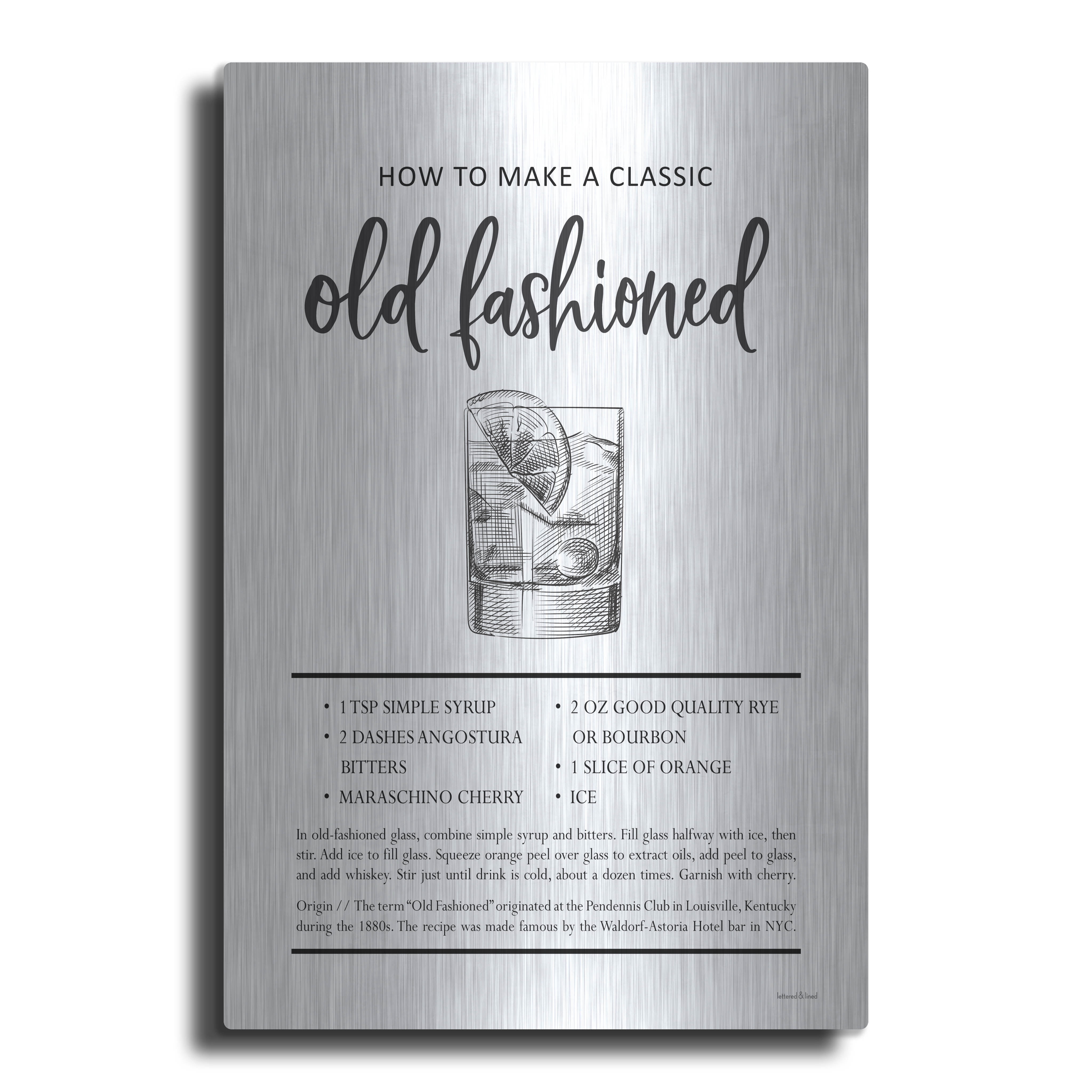 Luxe Metal Art 'Old Fashioned' by Lettered & Lined Metal Wall Art, 12 ...