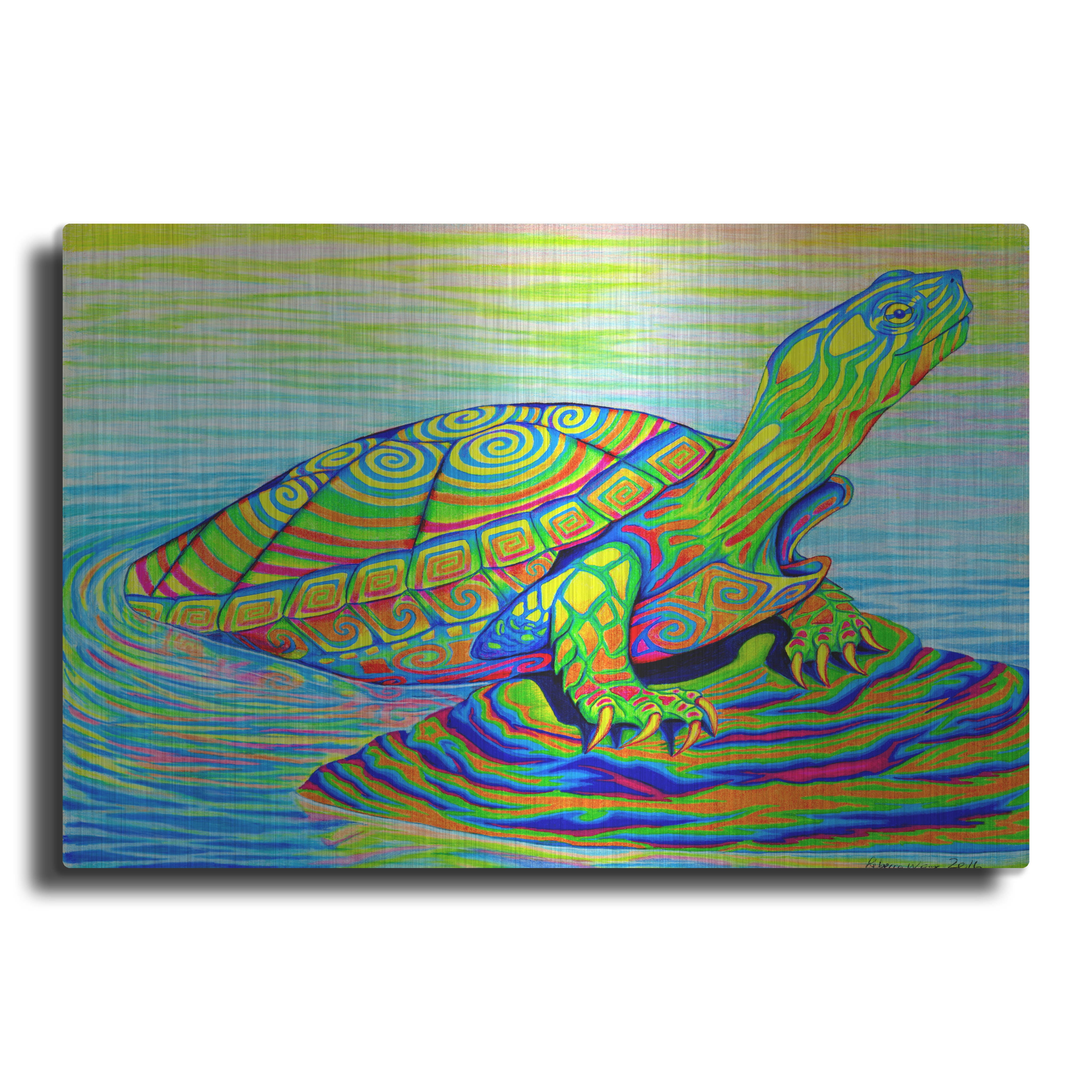 Luxe Metal Art 'Painted Turtle' by Rebecca Wang Art, Metal Wall Art, 16 ...