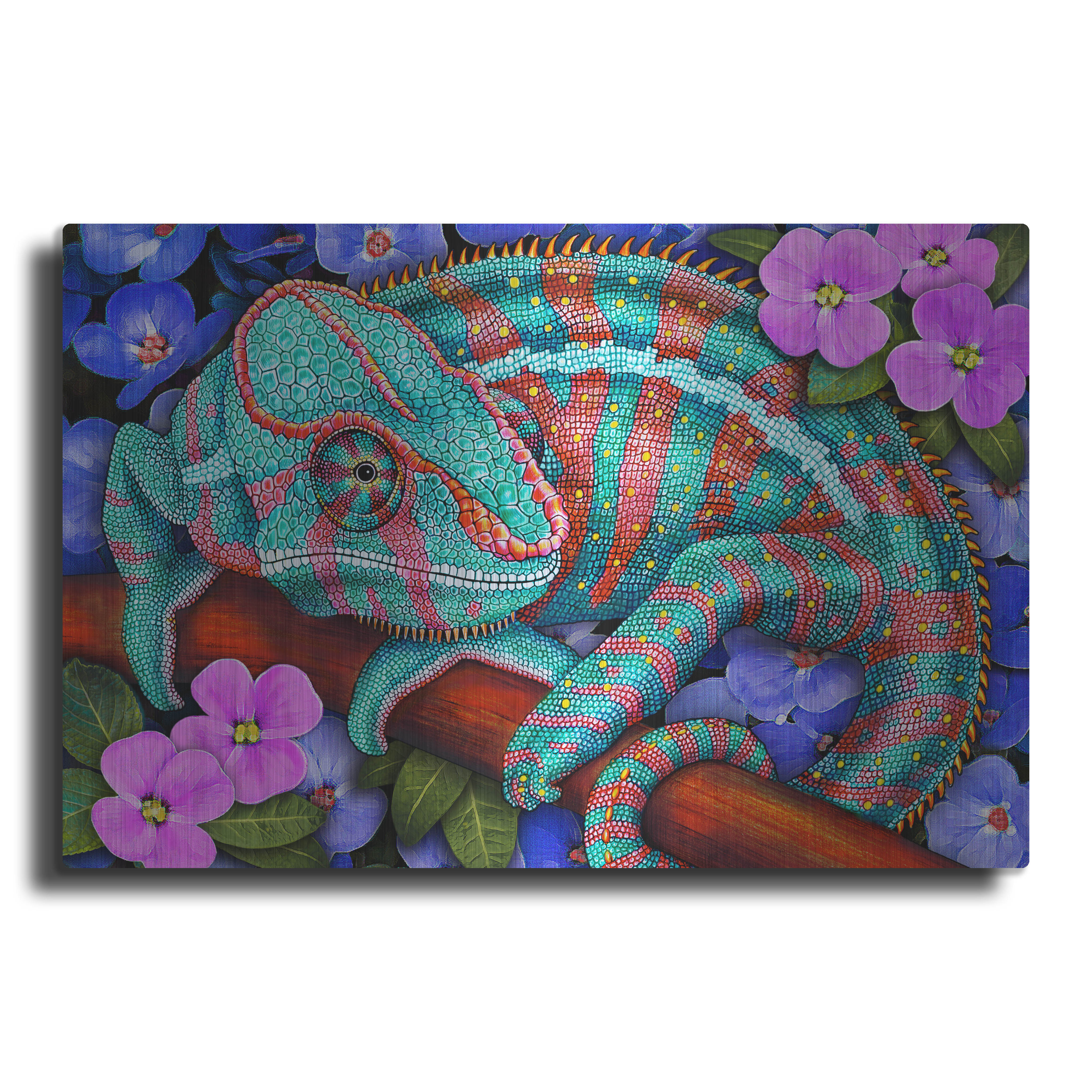 Luxe Metal Art 'Panther Chameleon' by Tim Jeffs Metal Wall Art, 16" x ...