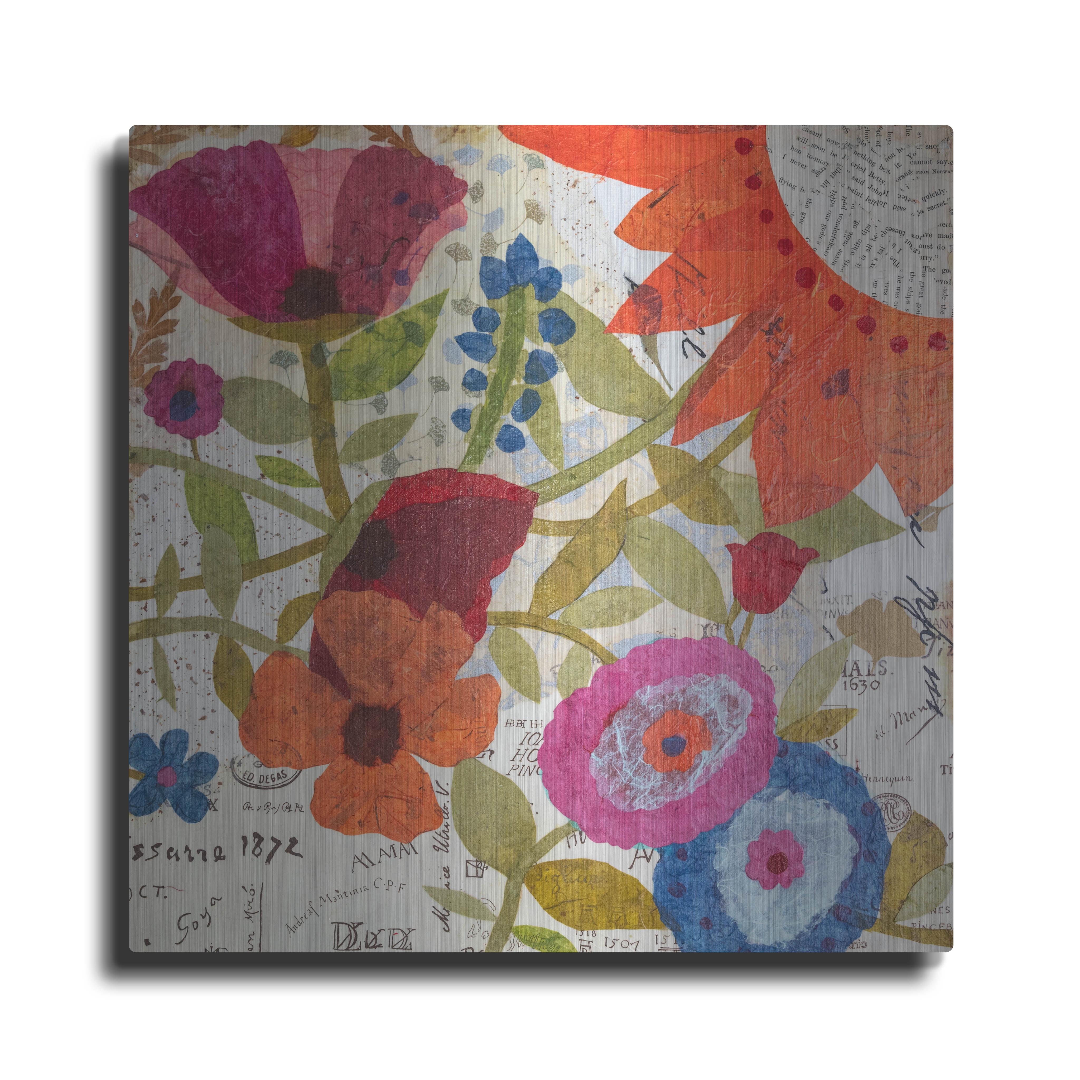 Luxe Metal Art 'Paper Posies' by Jeri Hauth Metal Wall Art, 24" x 24 ...