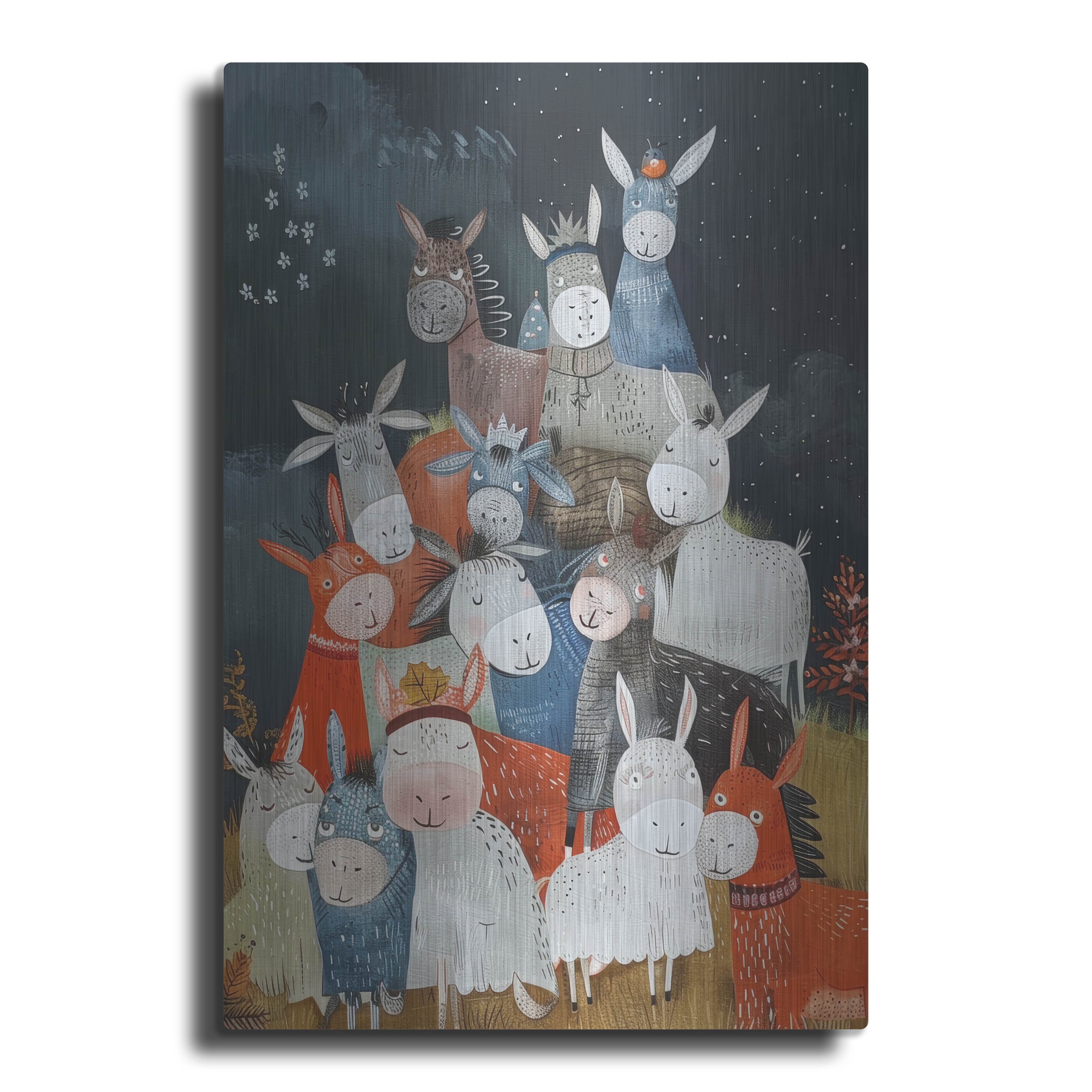 Luxe Metal Art 'Pile Of - Donkeys' by Doron David Metal Wall Art, 16" x ...