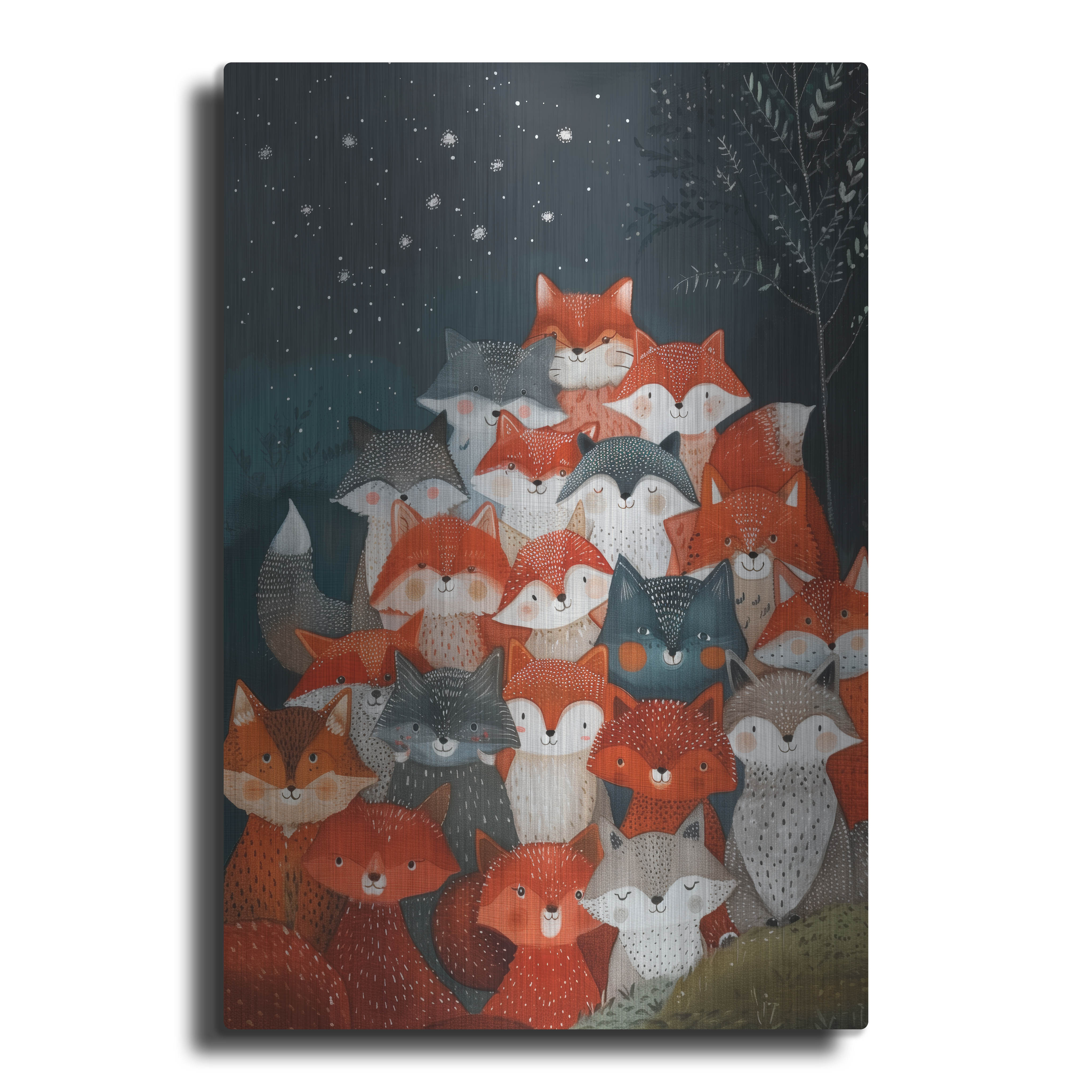 Luxe Metal Art 'Pile Of - Foxes' by Doron David Metal Wall Art, 12" x ...