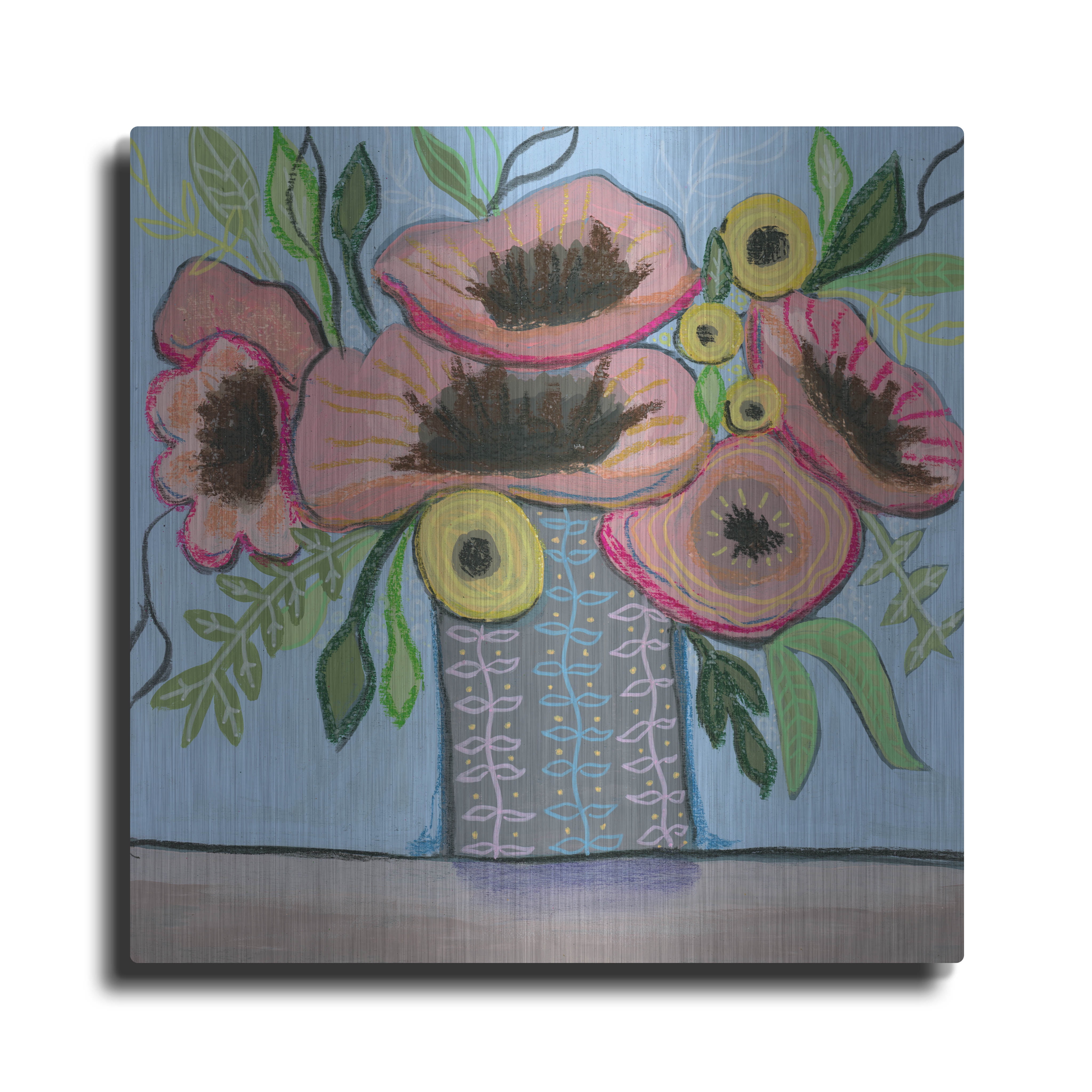 Luxe Metal Art 'Poppy Power' by Jeri Hauth Metal Wall Art, 12" x 12 ...