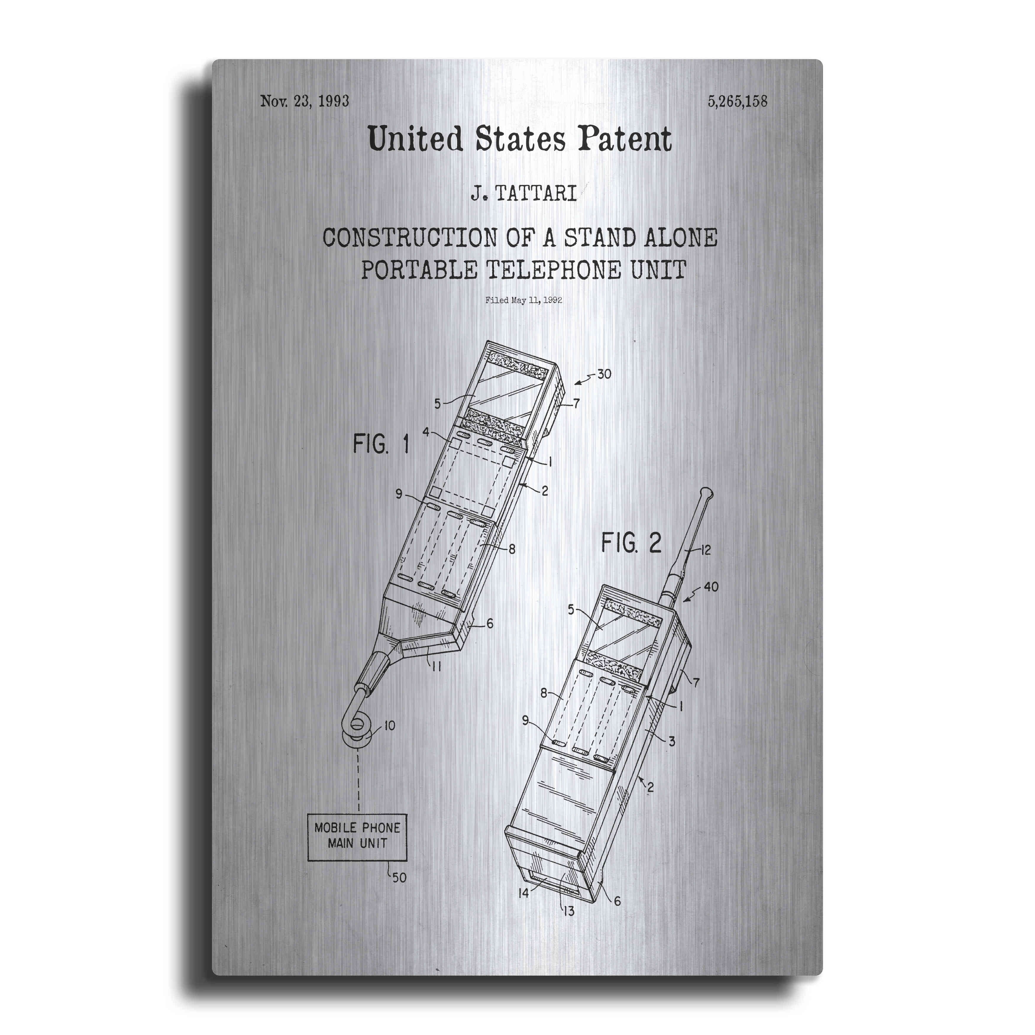 Luxe Metal Art 'Portable Phone Unit Blueprint Patent White' Acrylic ...