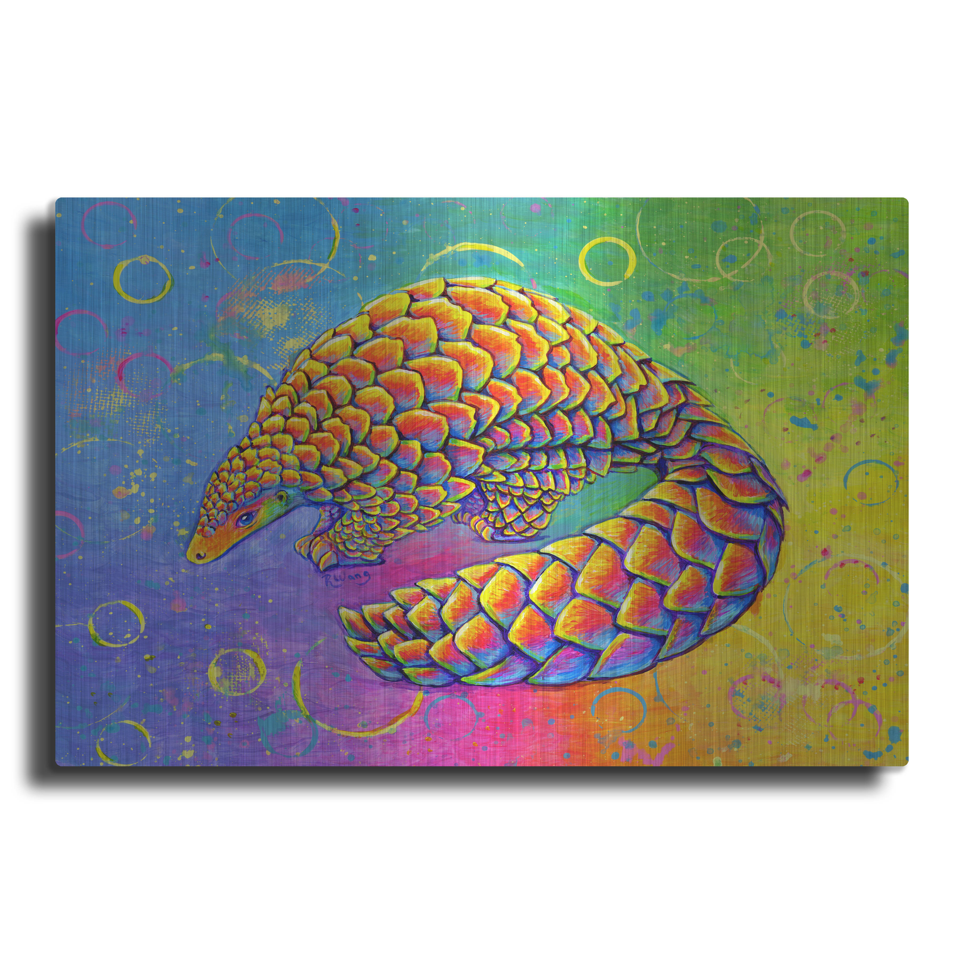 Luxe Metal Art 'Psychedelic Pangolin' by Rebecca Wang Art, Acrylic ...