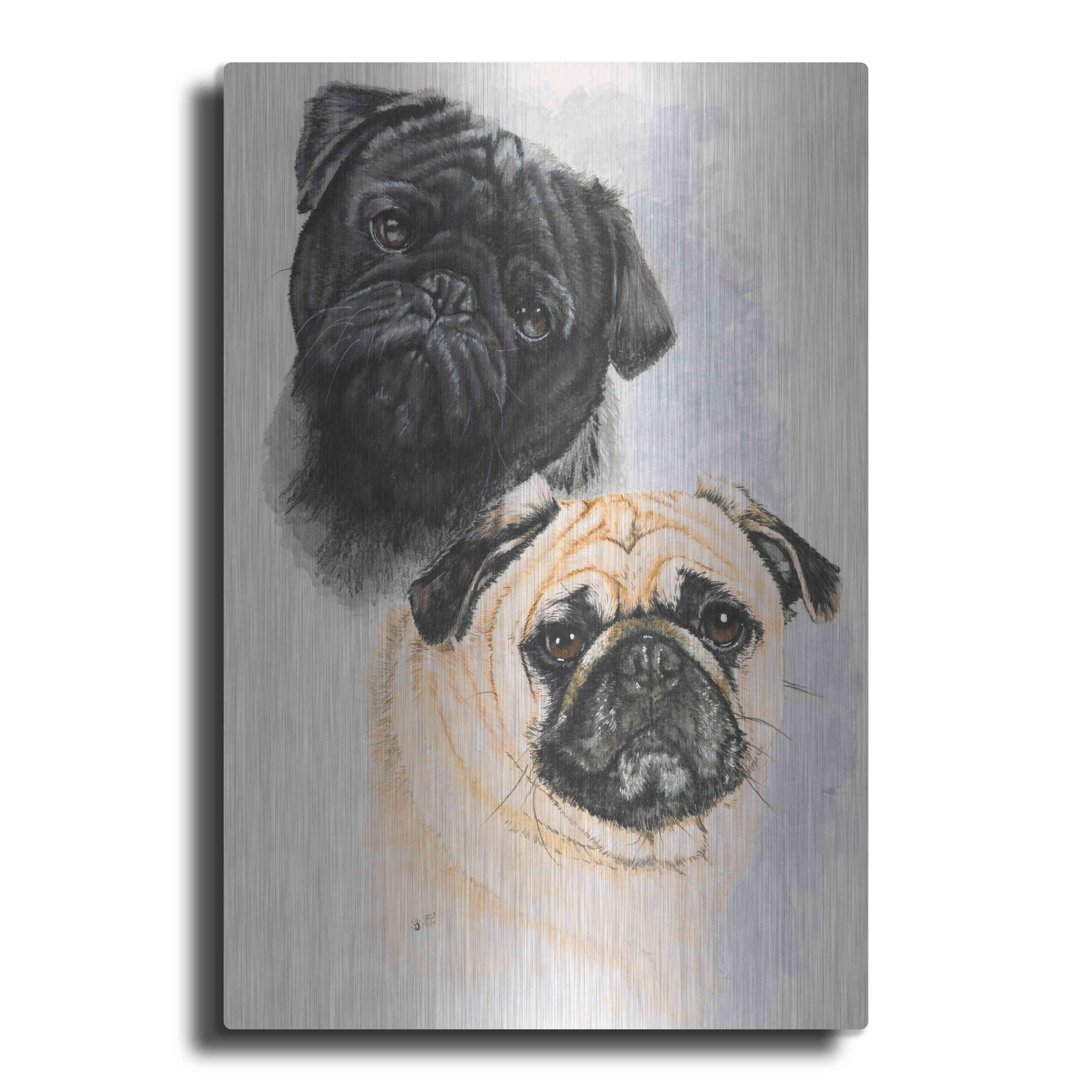 Luxe Metal Art 'Pugs' by Barbara Keith, Metal Wall Art, 16"x24 ...