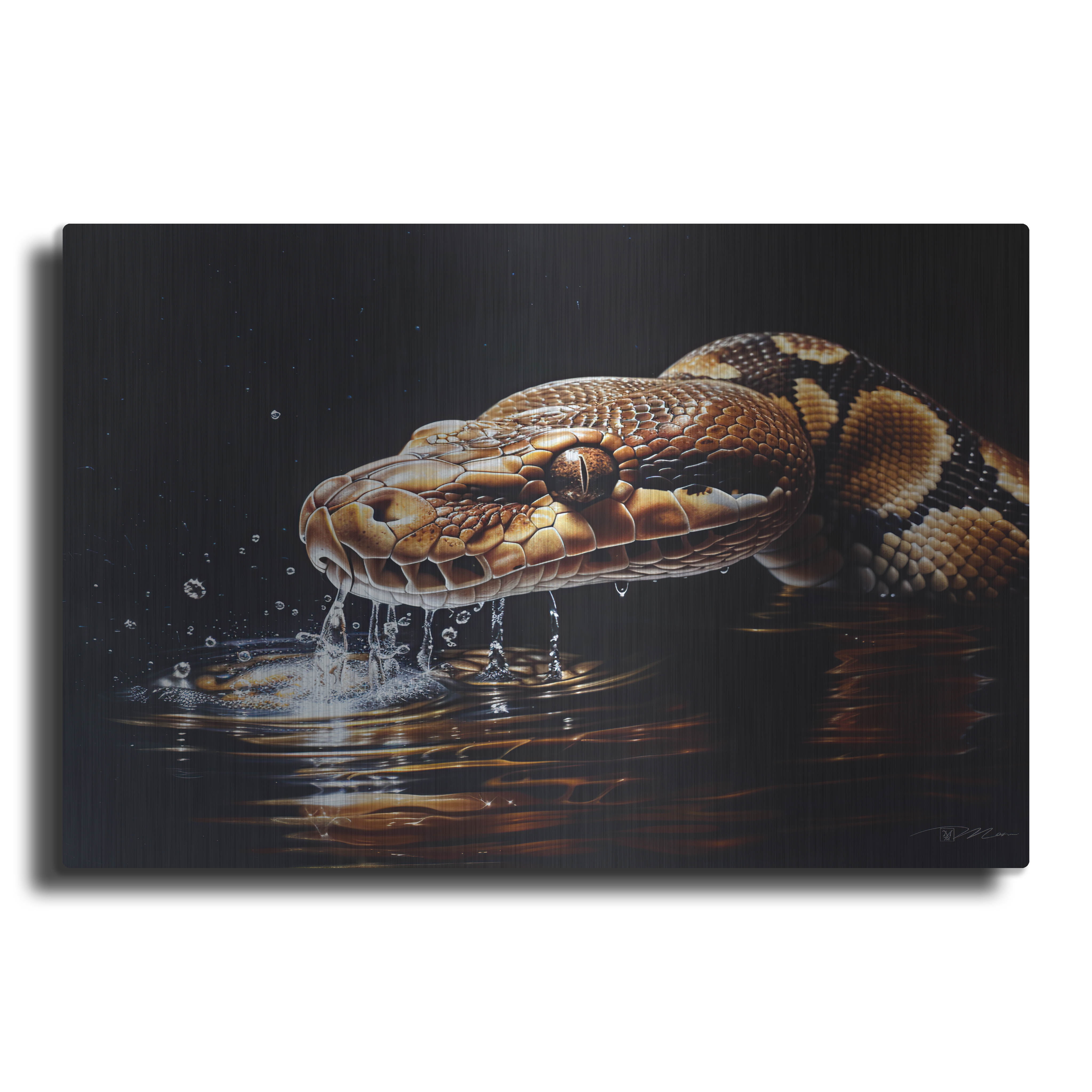 Luxe Metal Art 'Python Reticulated In Water In Ambush 2' by Momart ...