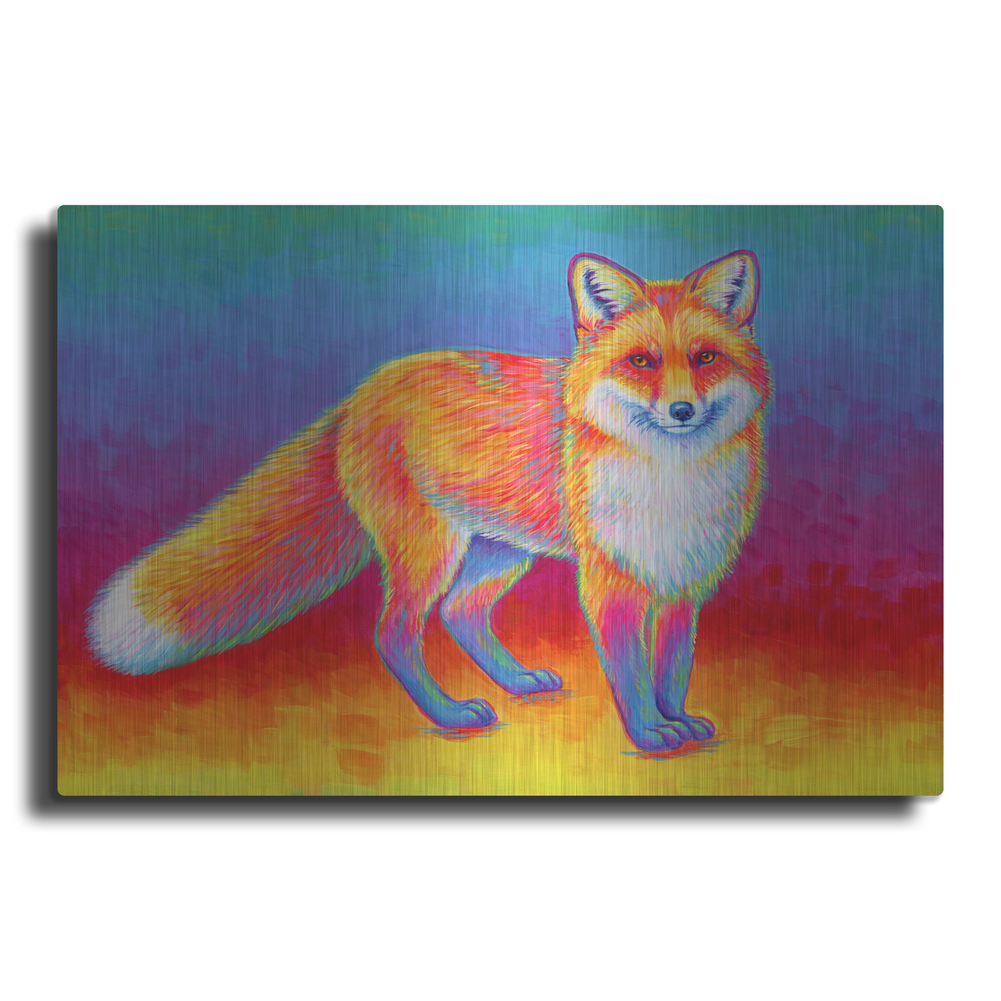 Luxe Metal Art 'Rainbow Red Fox' by Rebecca Wang Art, Metal Wall Art ...