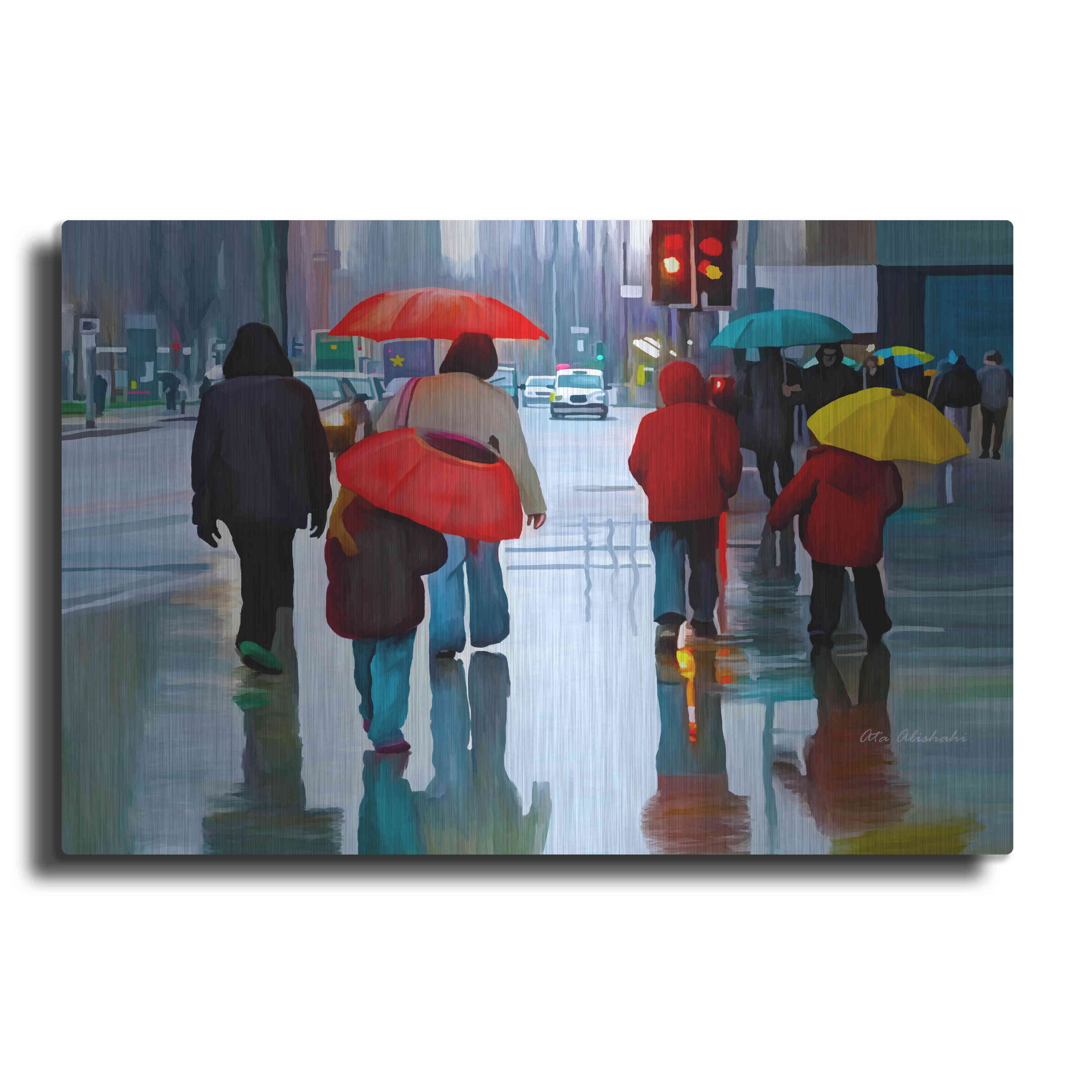 Luxe Metal Art 'Rainy Street' by Ata Alishahi, Metal Wall Art, 36"x24 ...