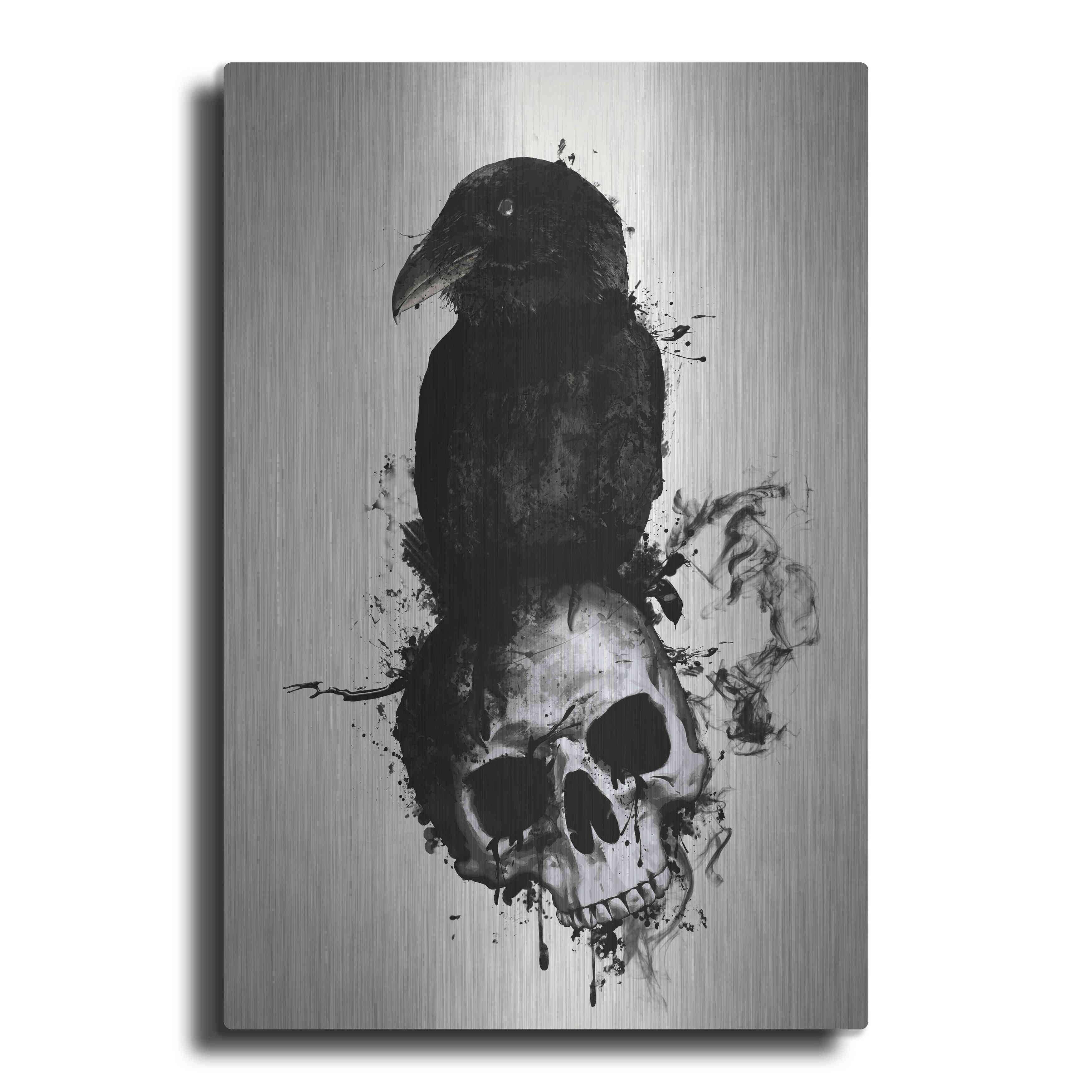 Luxe Metal Art 'Raven and Skull' by Nicklas Gustafsson, Metal Wall Art ...