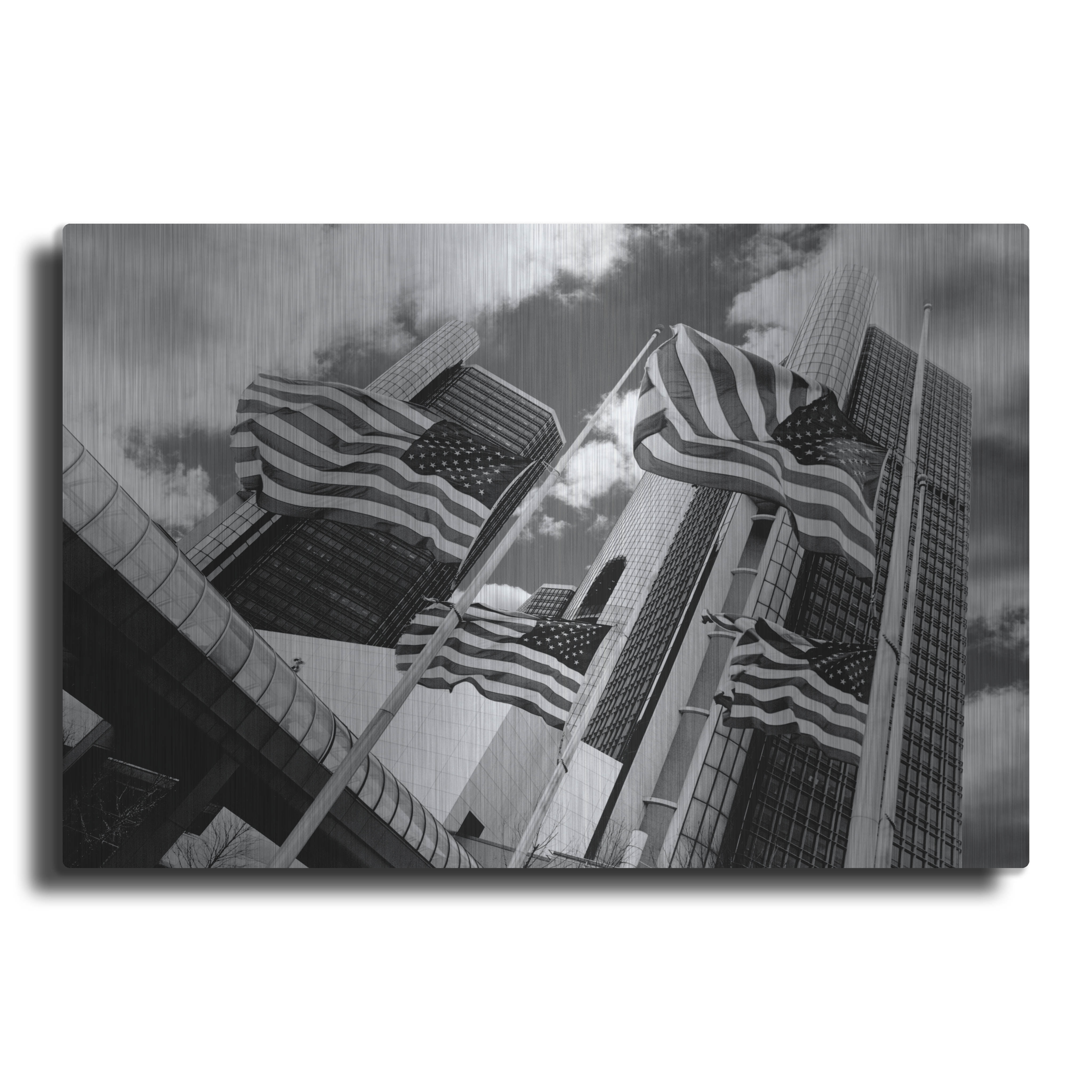 Luxe Metal Art 'Renaissance Center & Flags, Detroit, Michigan 06' by ...