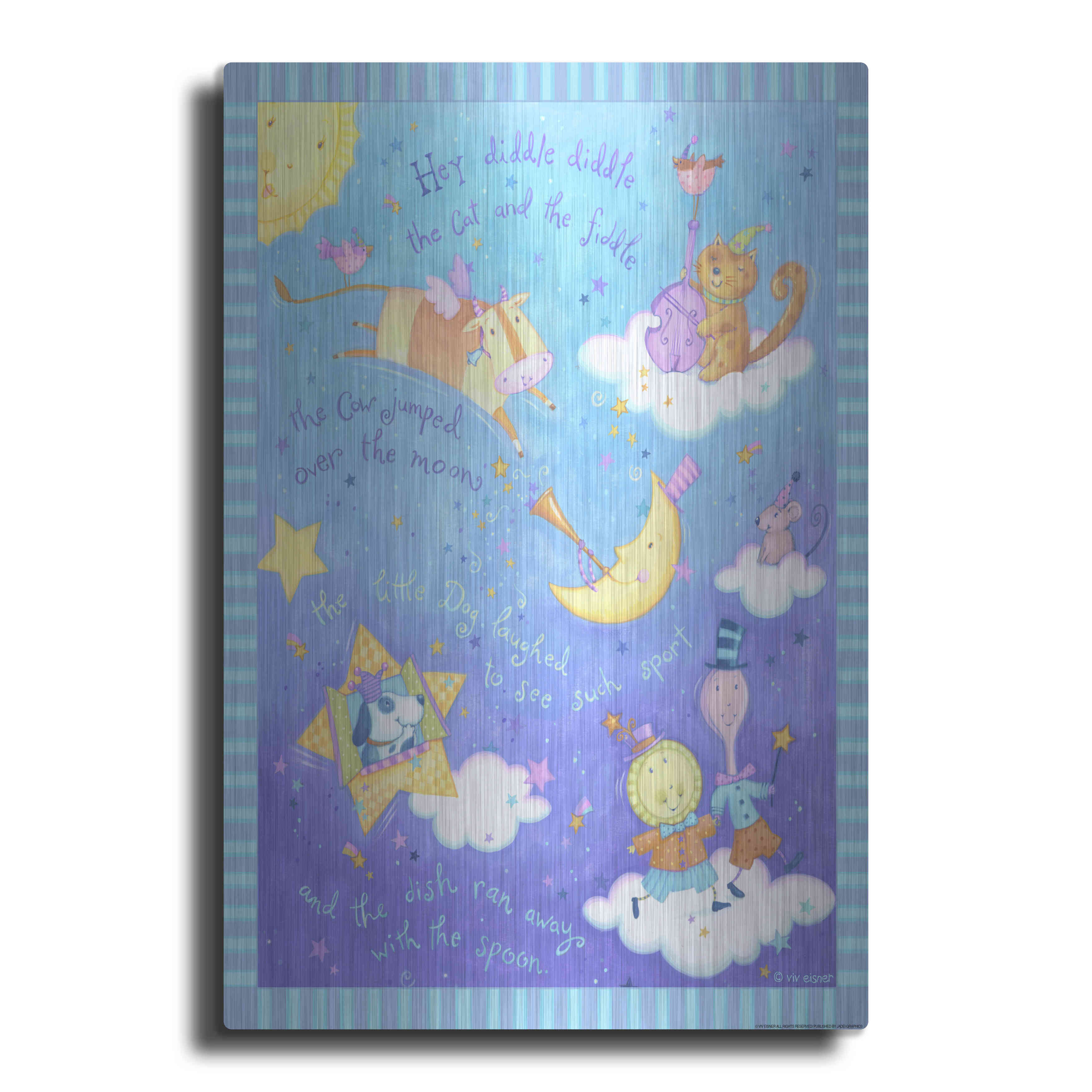 Luxe Metal Art 'Rhyme 3 Fiddle 2' by Viv Eisner, Metal Wall Art, 24"x36 ...