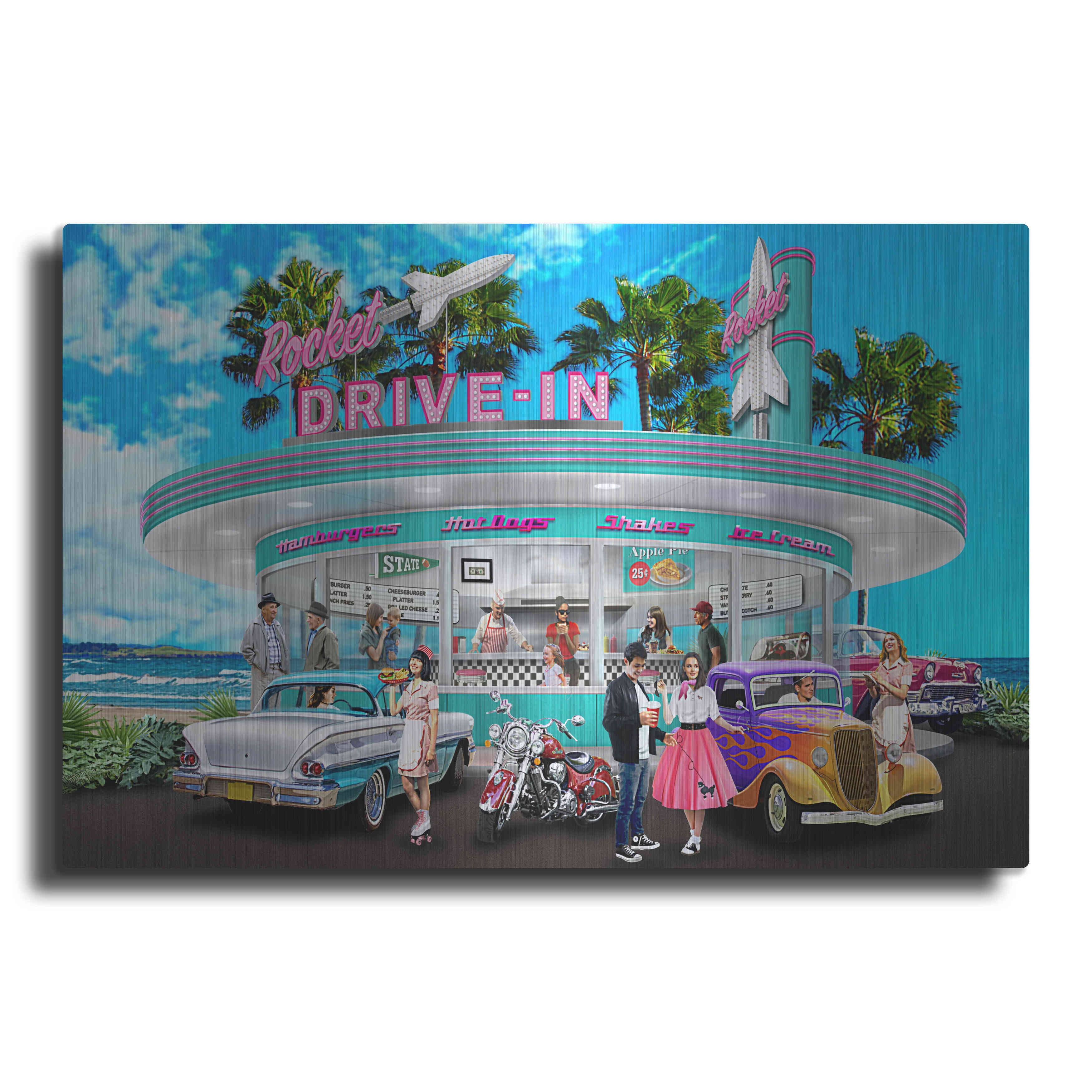 Luxe Metal Art 'Rocket Drive-In' by Chris Dobrowolski, Metal Wall Art ...