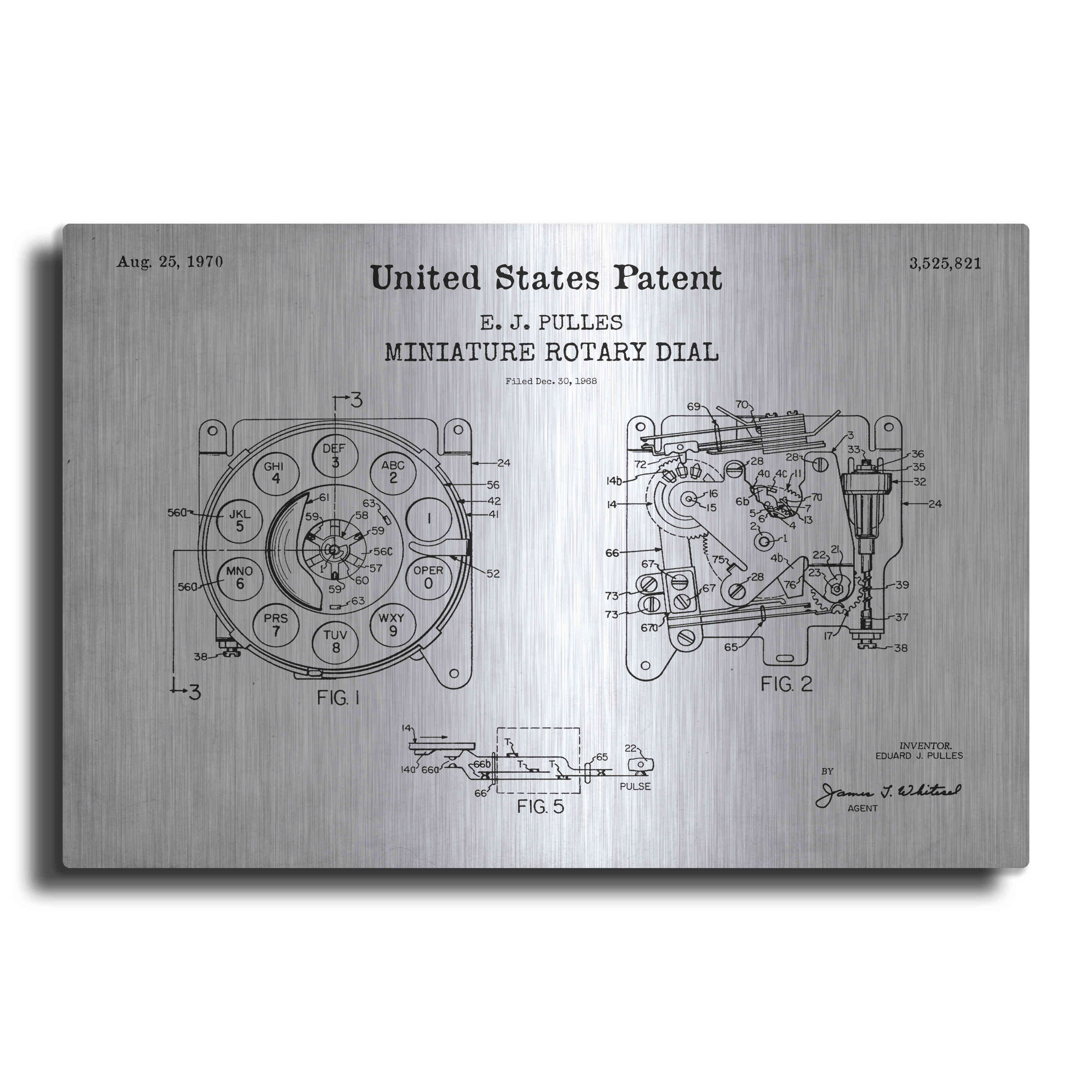 Luxe Metal Art 'Rotary Dial Blueprint Patent White' Metal Wall Art, 24 ...