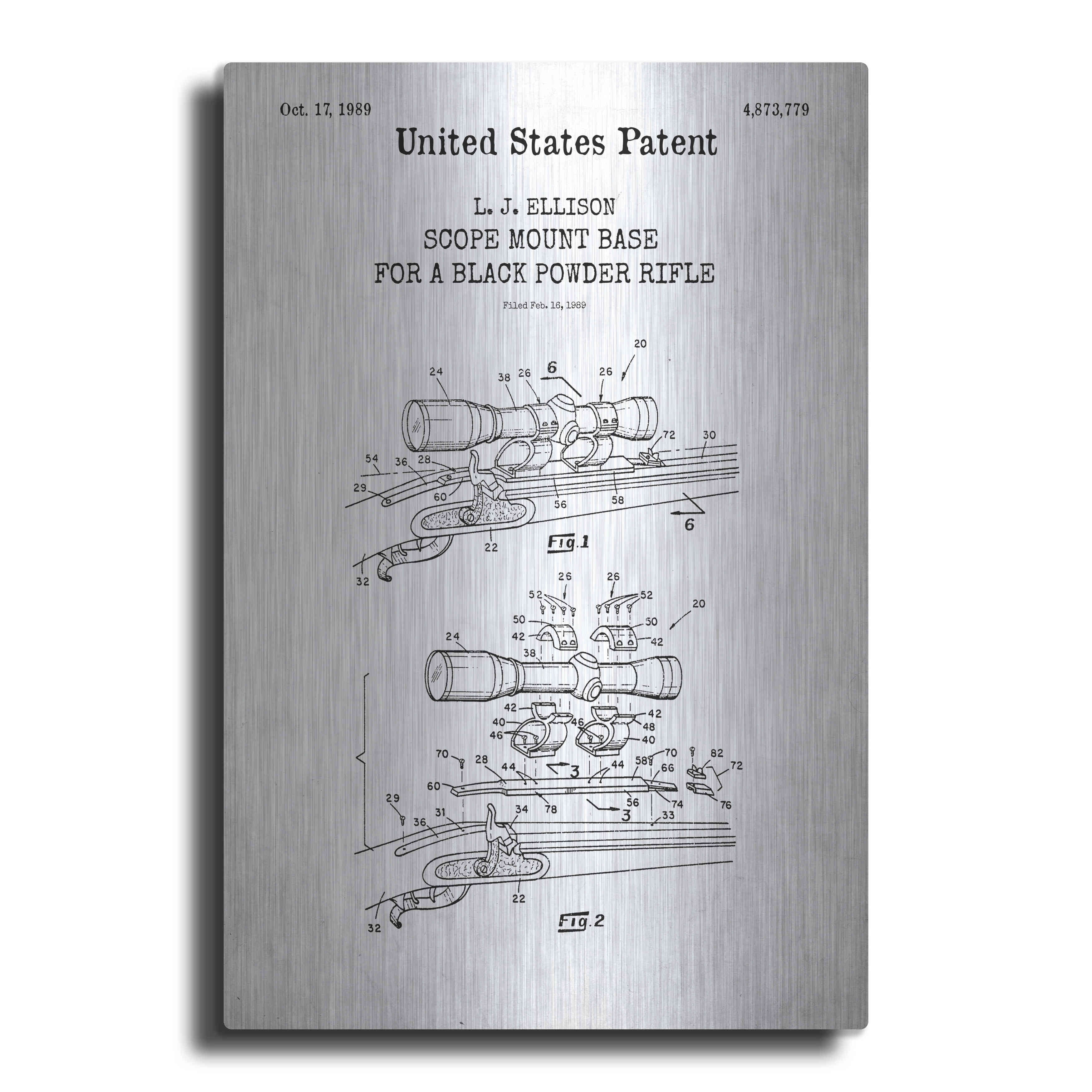 Luxe Metal Art 'Scope mount base Blueprint Patent White' Acrylic Glass ...