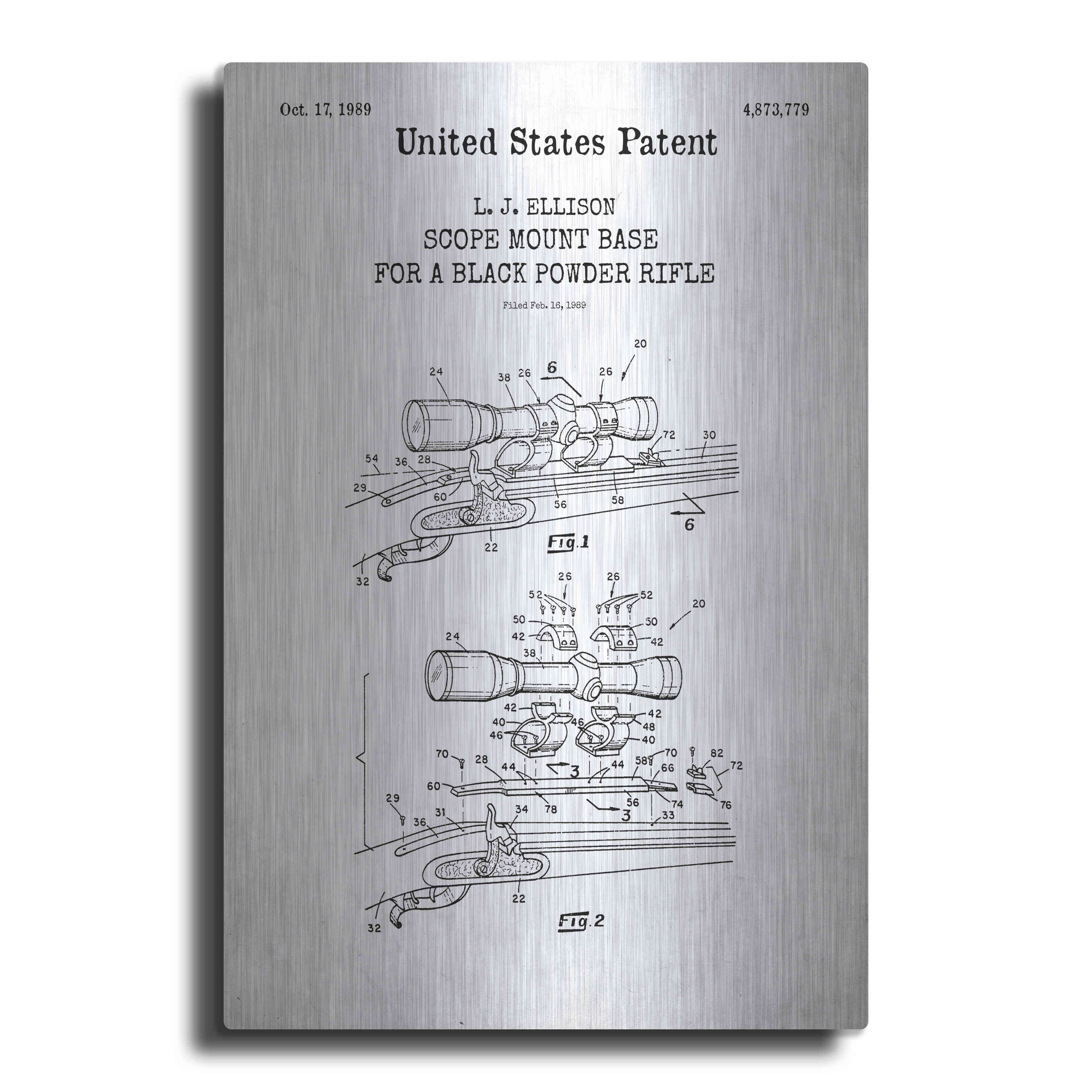 Luxe Metal Art 'Scope mount base Blueprint Patent White' Acrylic Glass ...
