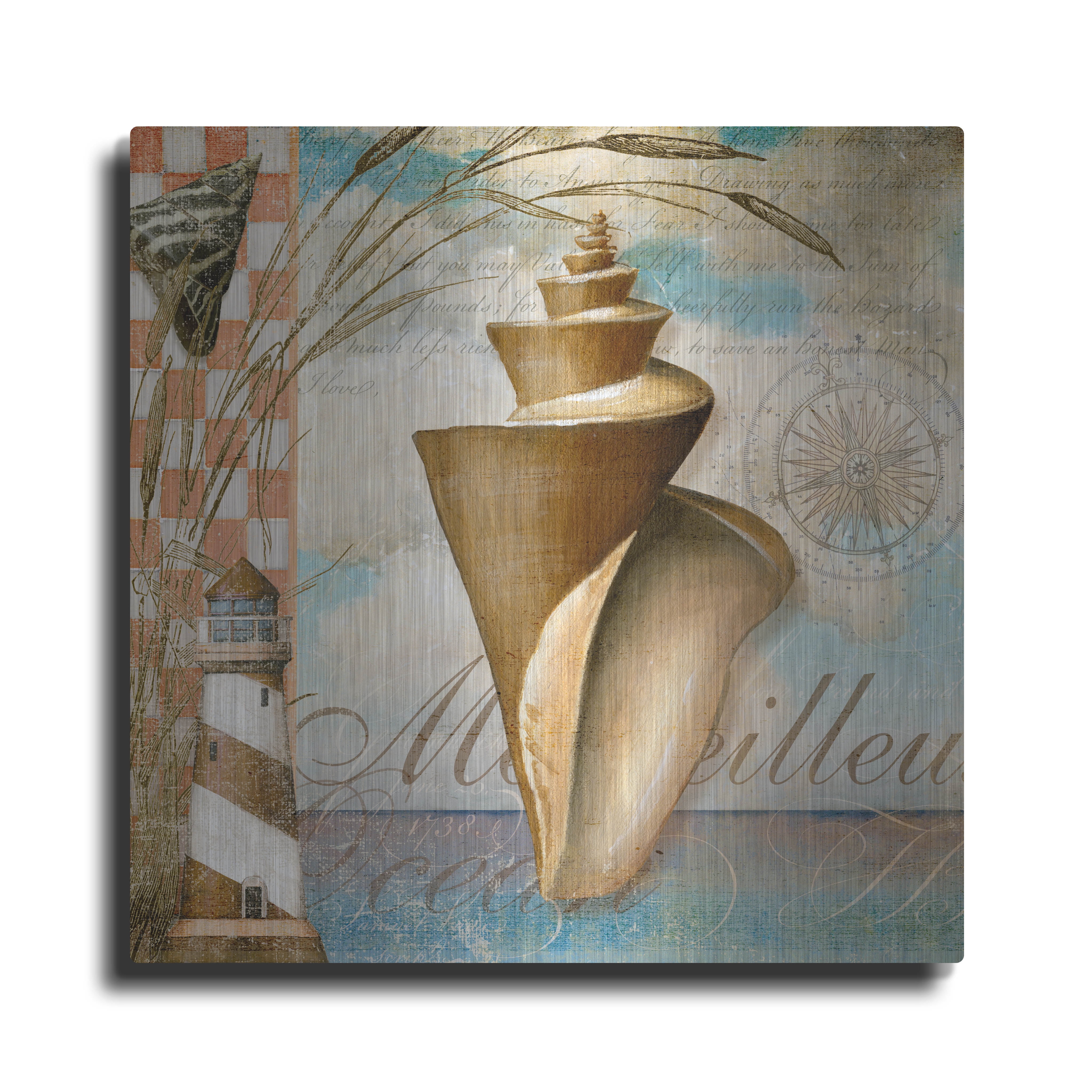 Luxe Metal Art 'Shell Dreams 1' by Art Licensing Studio Metal Wall Art ...