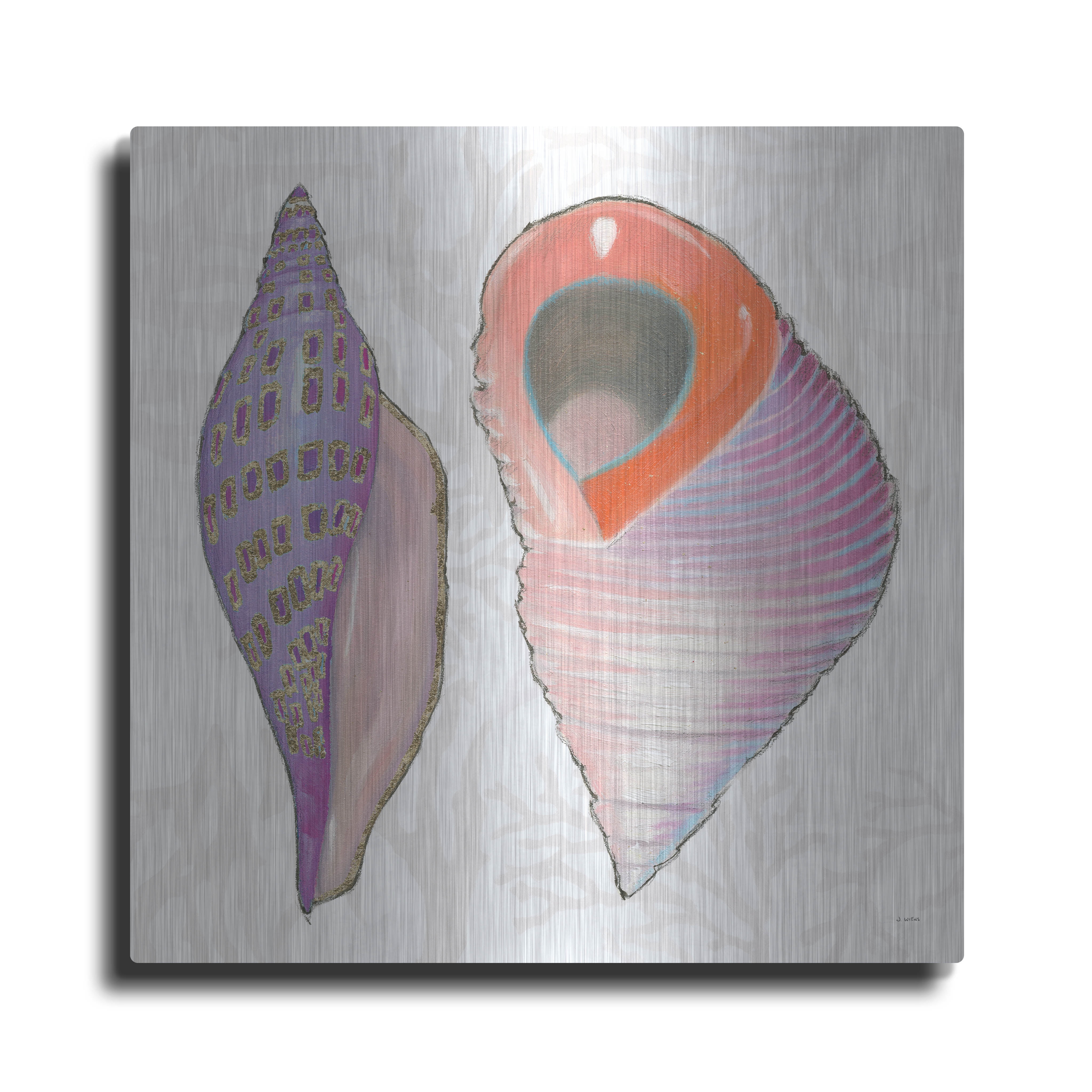 Luxe Metal Art 'Shimmering Shells 10' by James Wiens Metal Wall Art, 24 ...