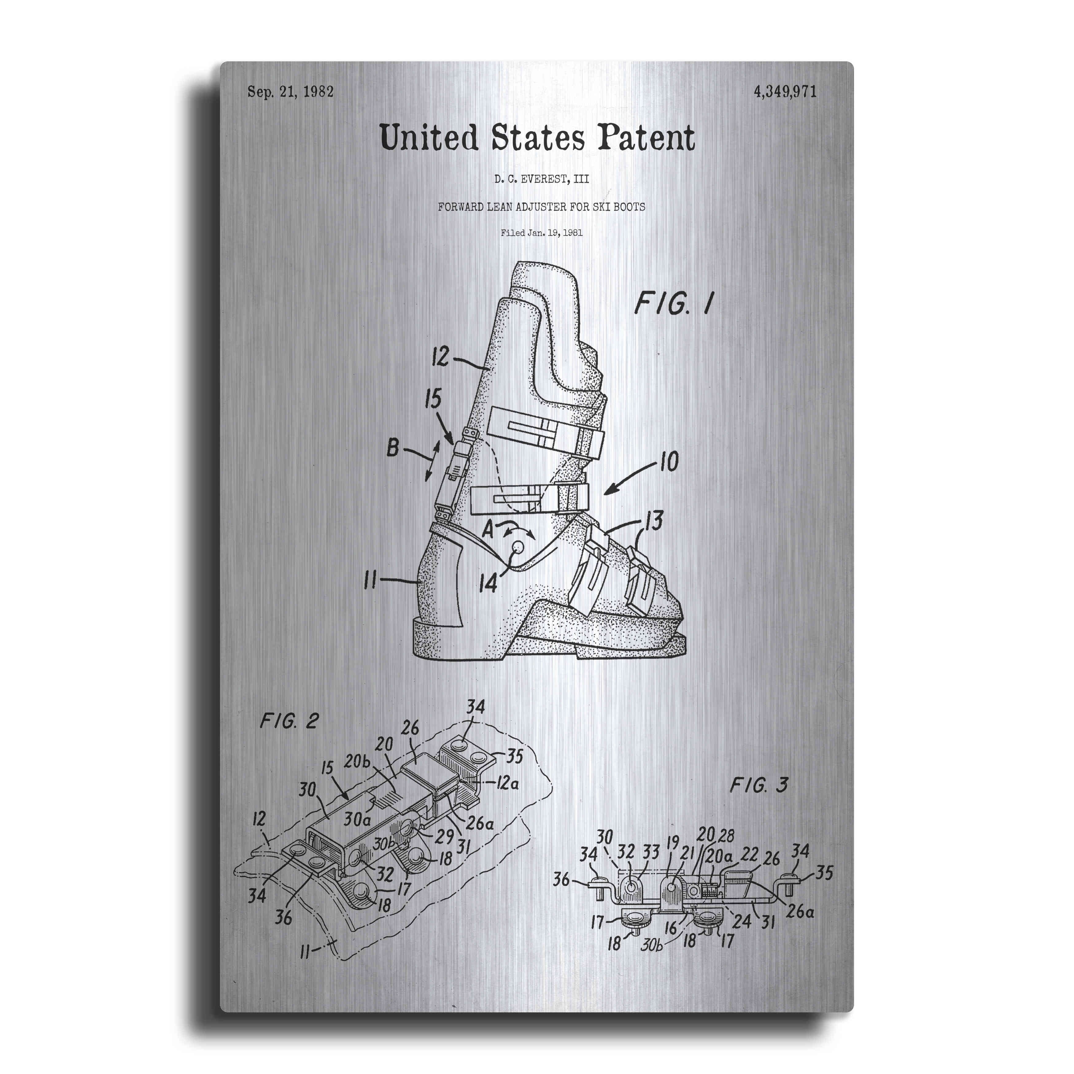 Luxe Metal Art 'Ski Boots Blueprint Patent White' Metal Wall Art, 16 ...