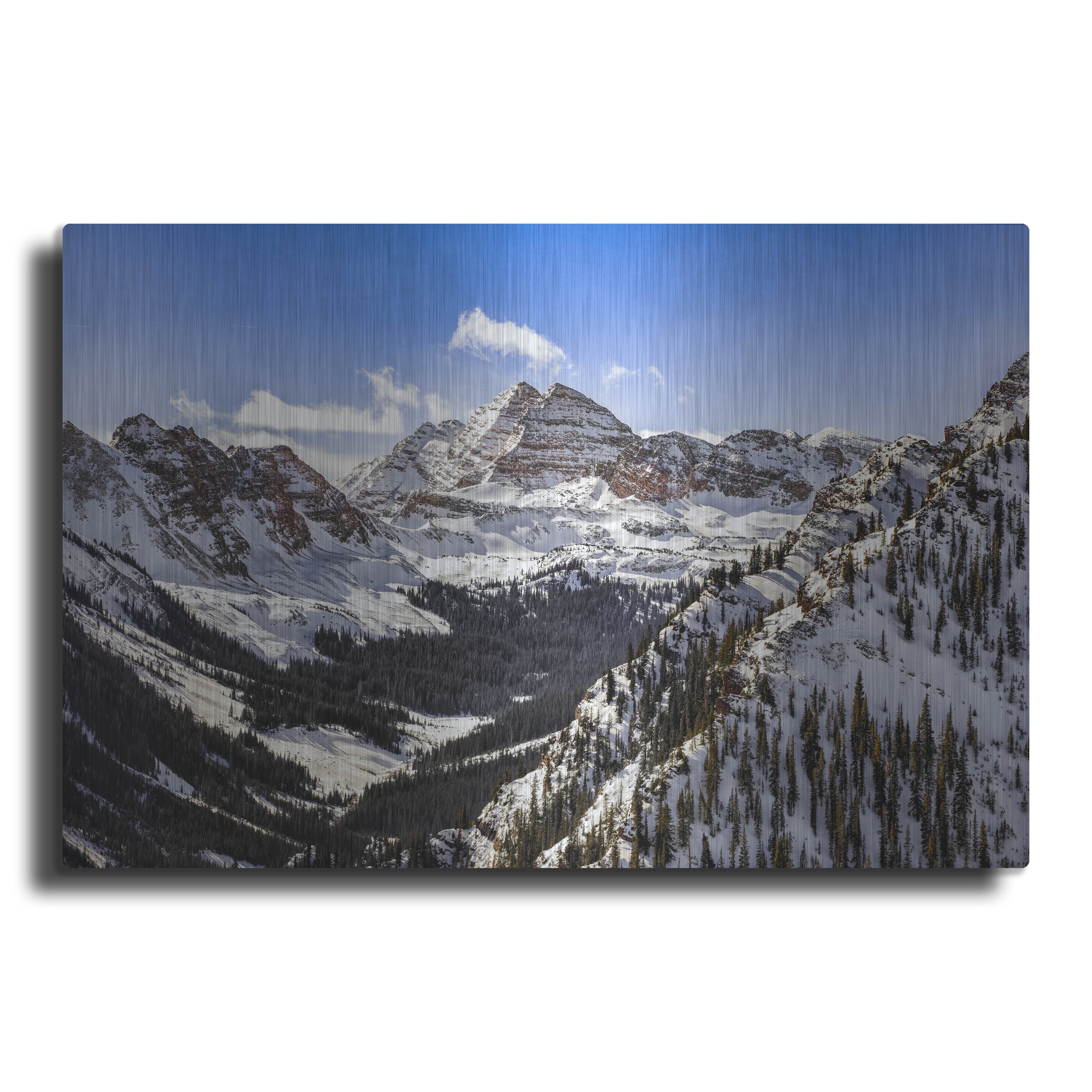 Luxe Metal Art 'Snow Covered Maroon Bells' by Jonathan Ross, Metal Wall ...