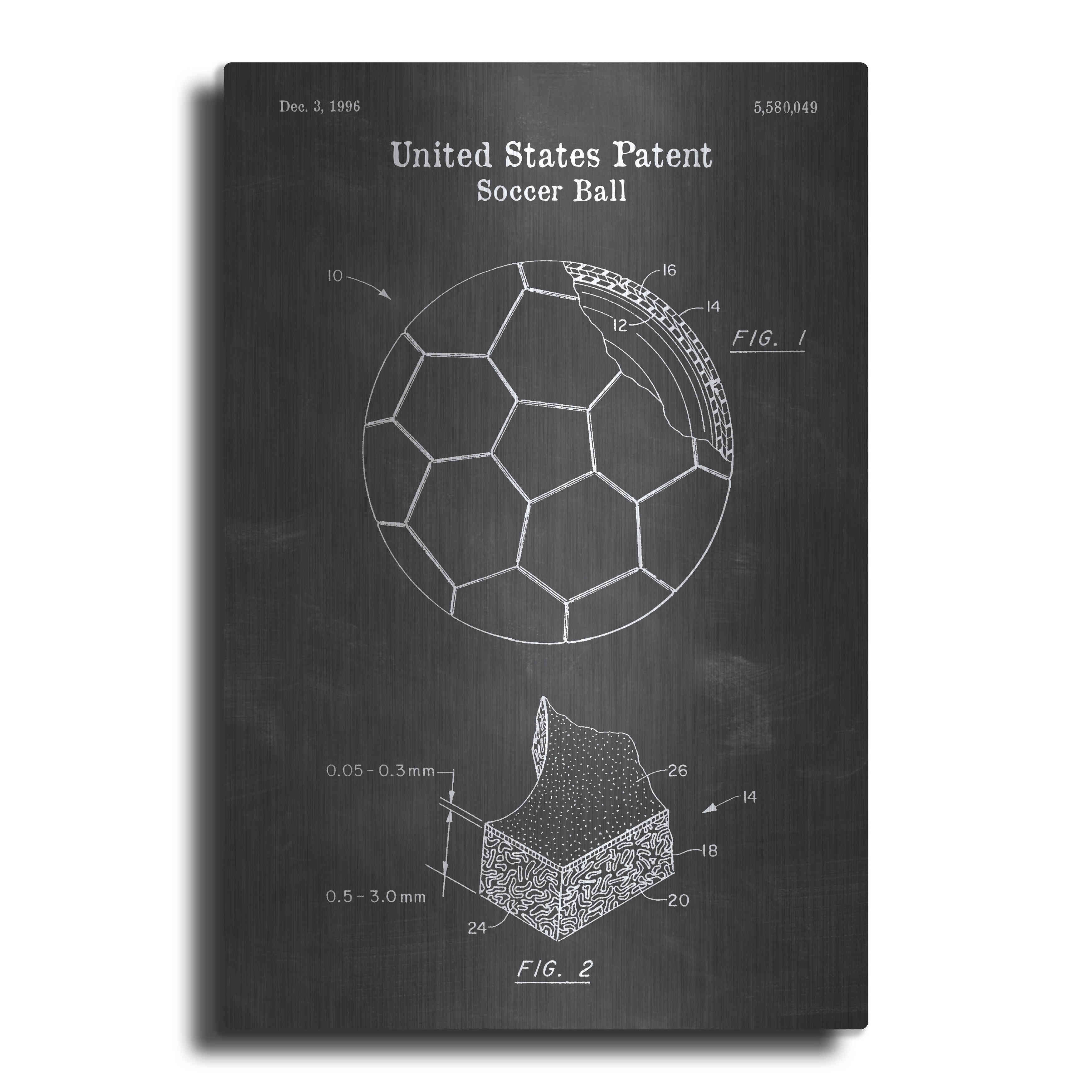 Luxe Metal Art 'Soccer Ball Blueprint Patent Chalkboard' Metal Wall Art ...