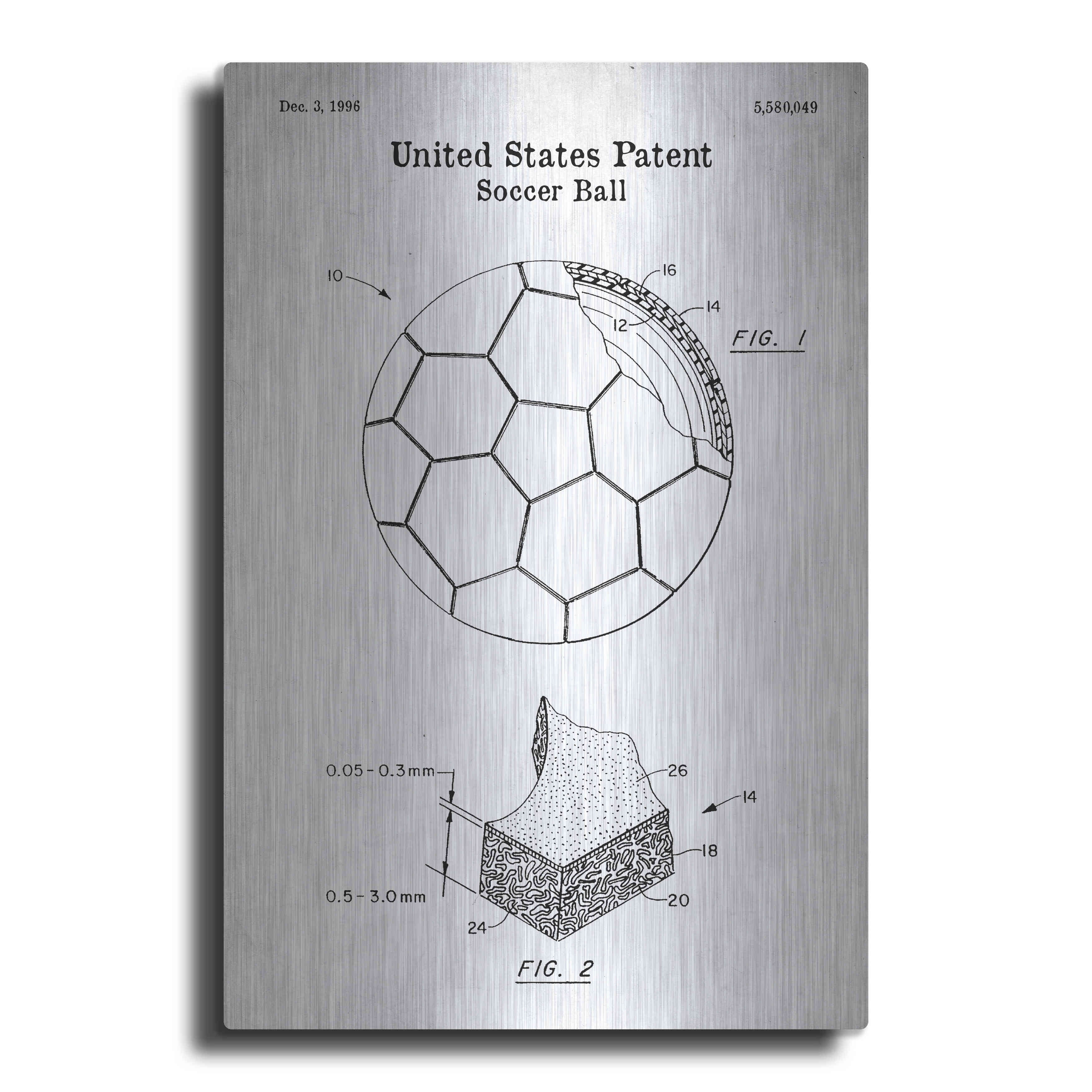 Luxe Metal Art 'Soccer Ball Blueprint Patent White' Acrylic Glass Wall ...