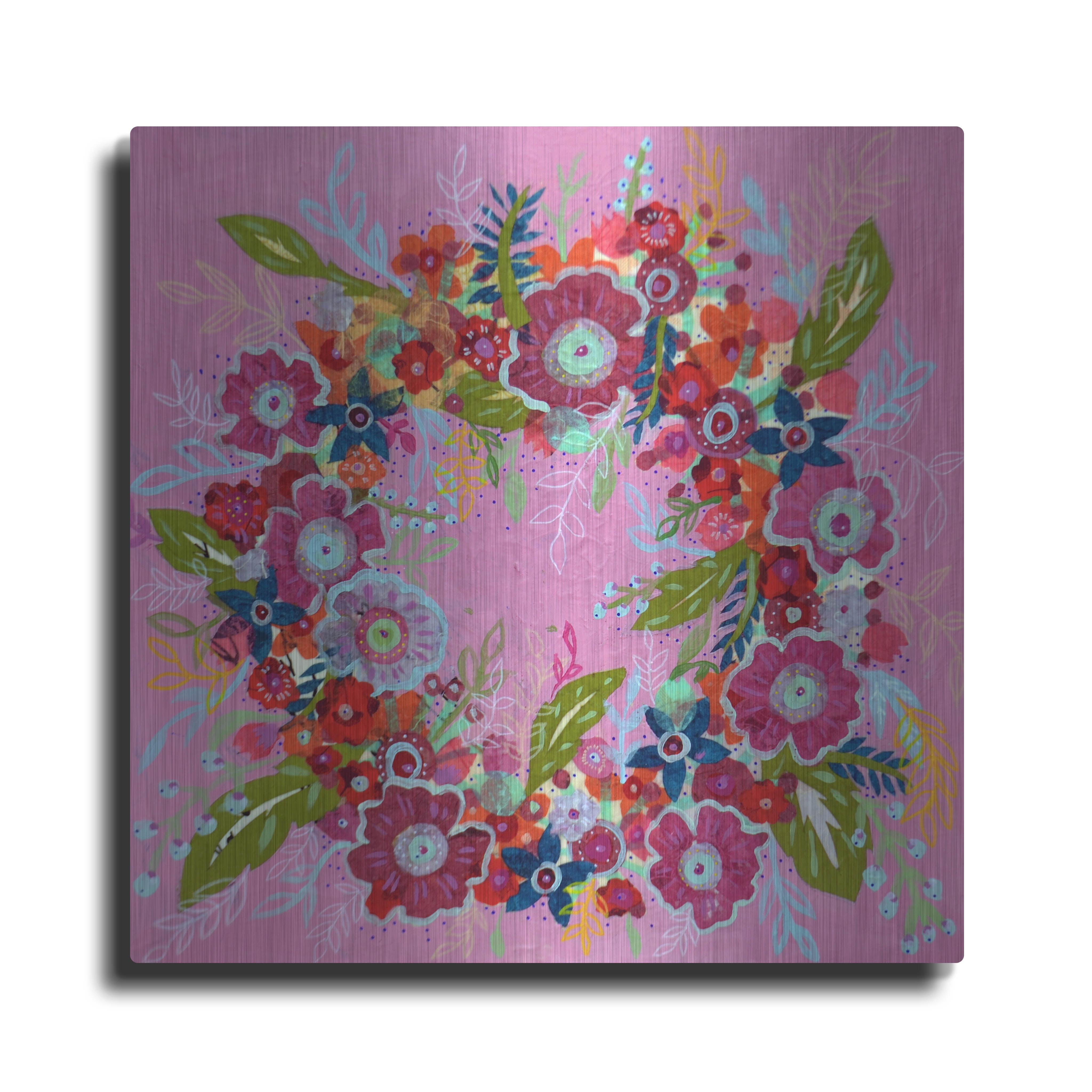 Luxe Metal Art 'Spring Wreath' by Jeri Hauth Metal Wall Art, 24" x 24 ...