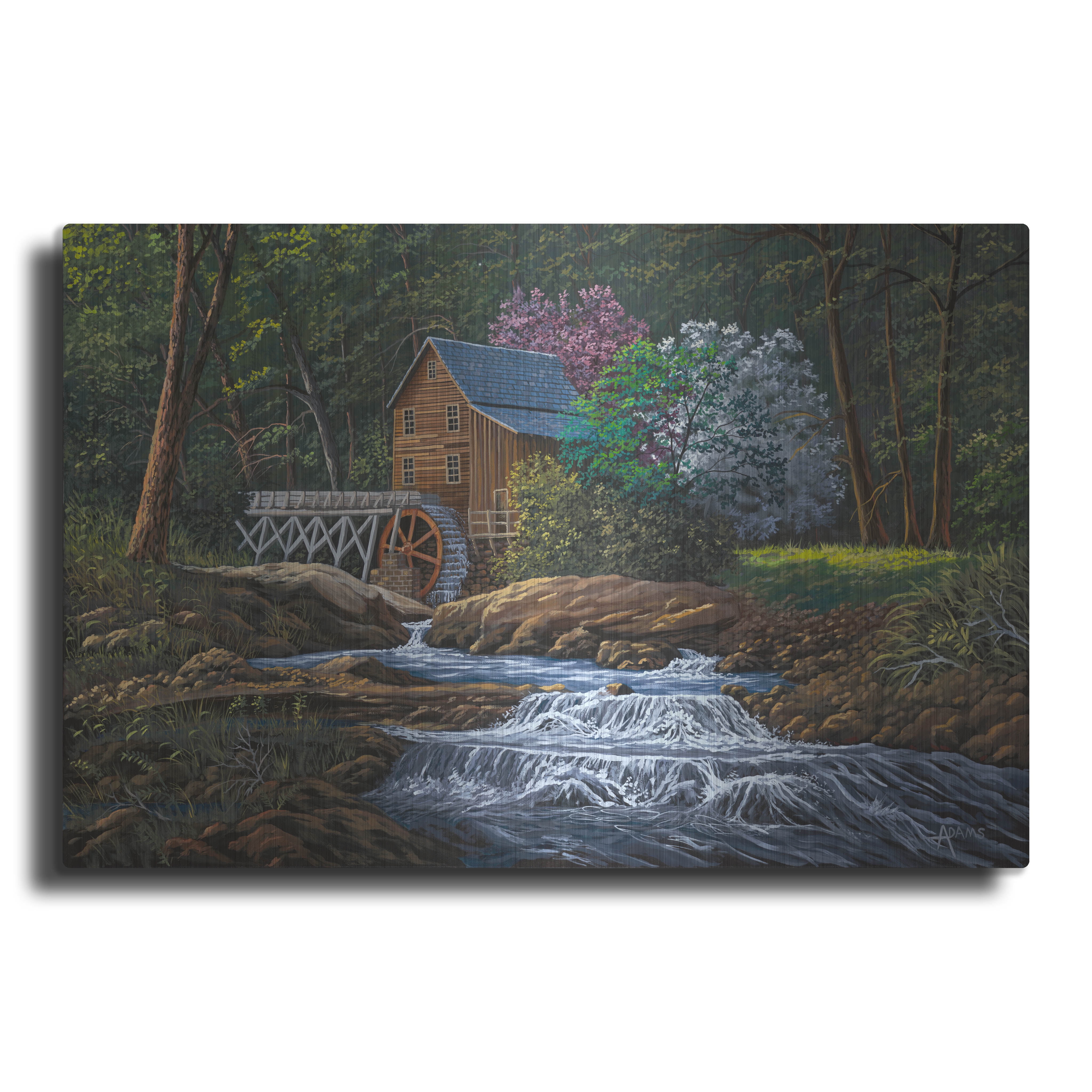 Luxe Metal Art 'Springtime Mill' by Gary Adams, Metal Wall Art, 24"x16 ...