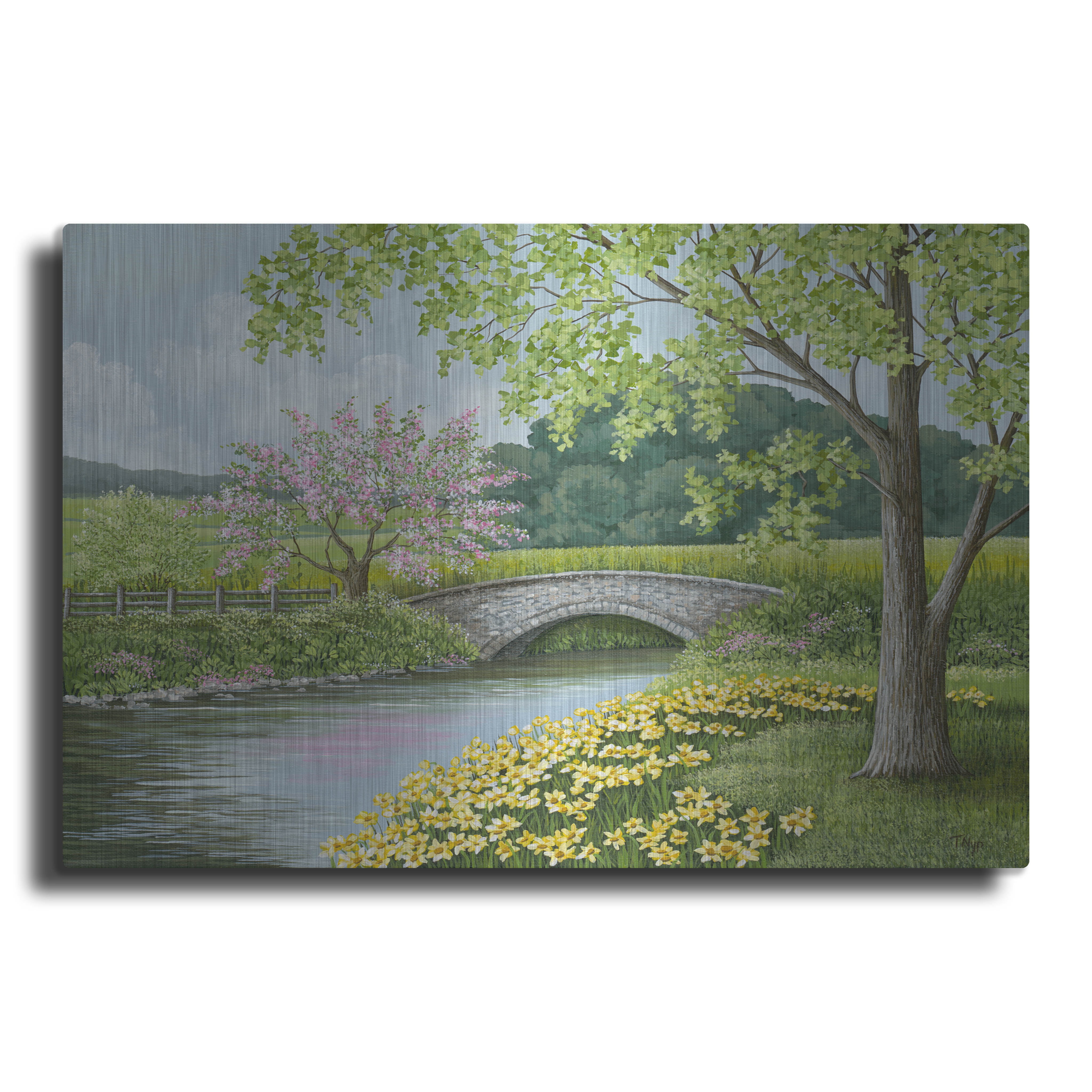 Luxe Metal Art 'Stone Bridge' by Tanya Nyp Metal Wall Art, 24" x 16 ...