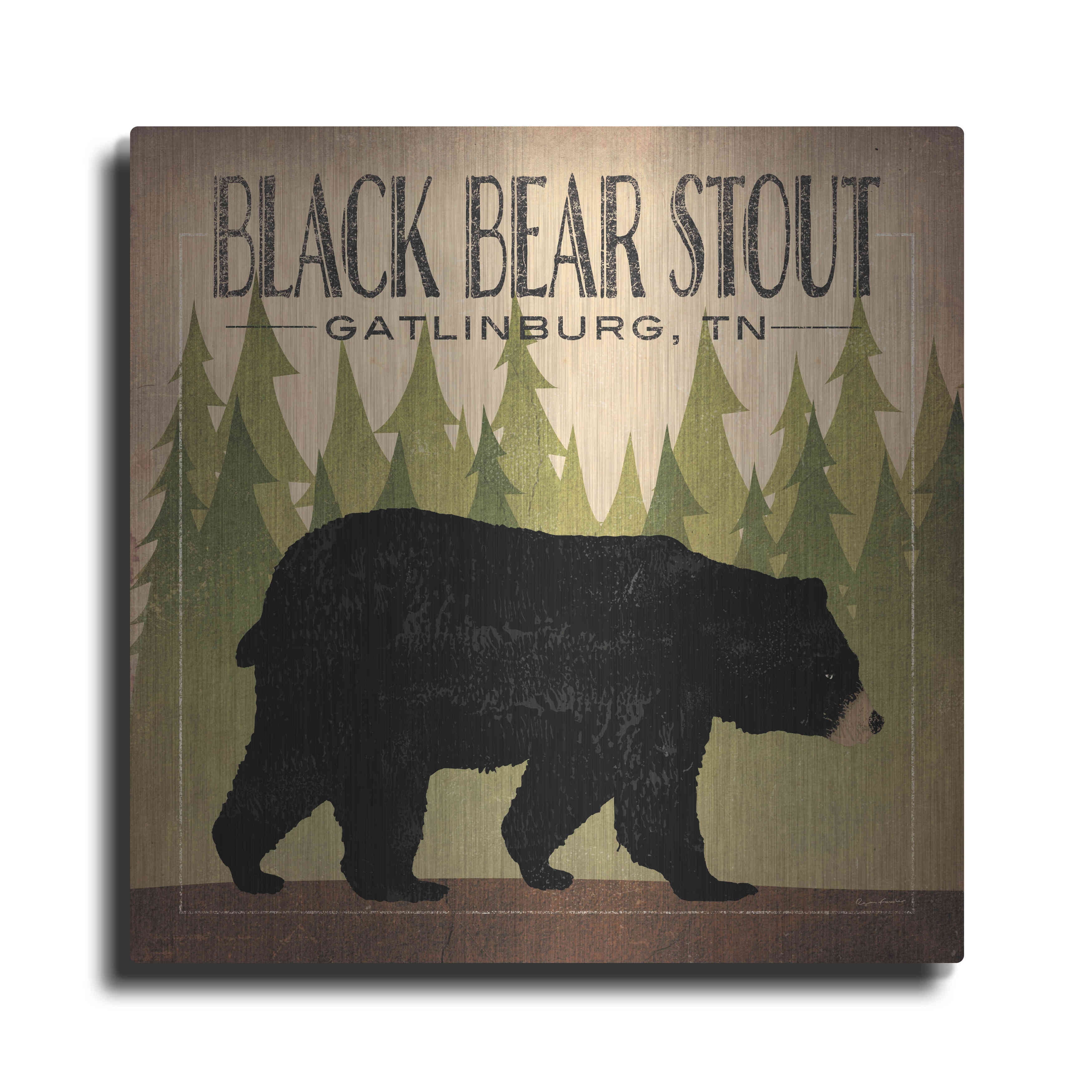 Luxe Metal Art 'Take a Hike Bear Black Bear Stout' by Ryan Fowler ...