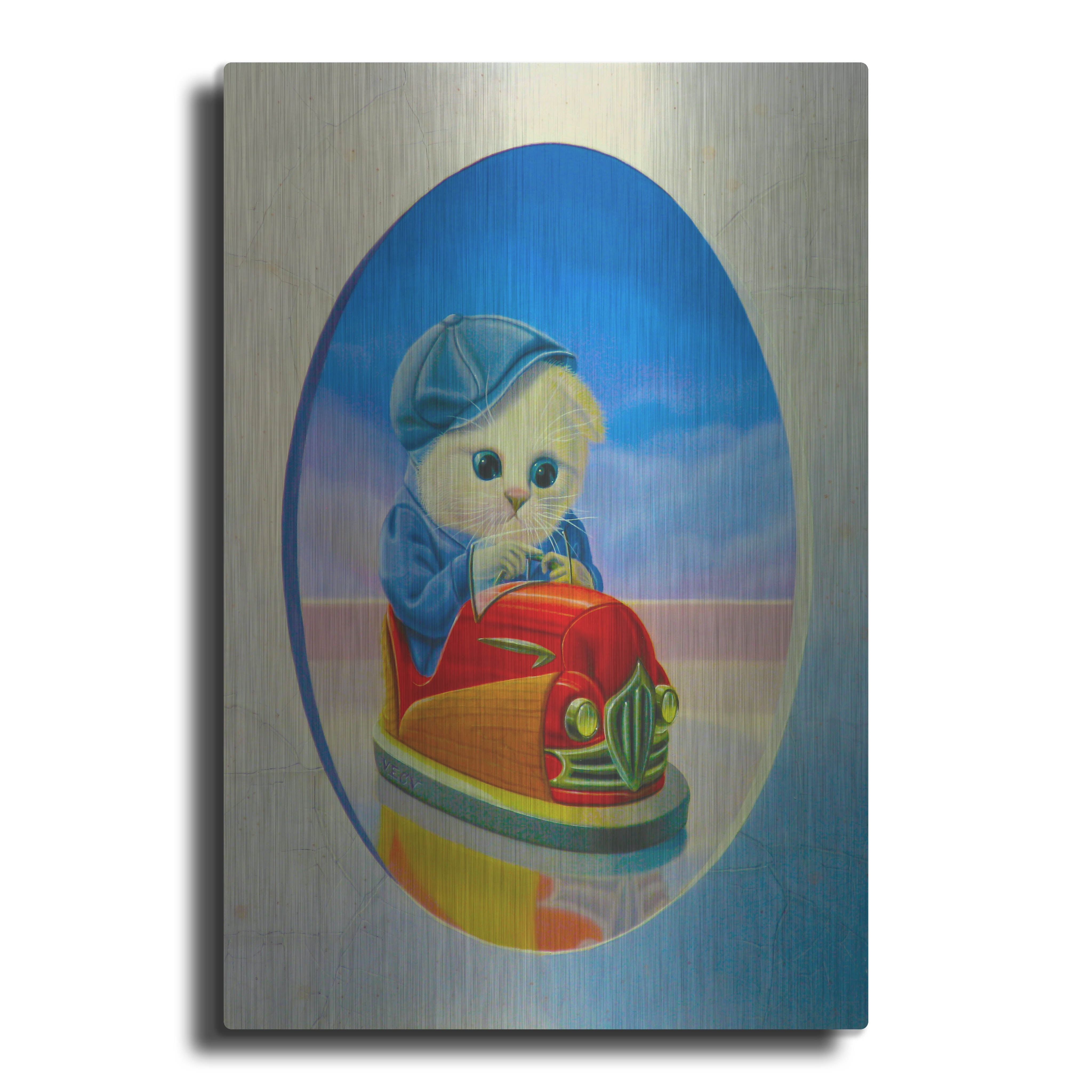 Luxe Metal Art 'The Cat With The Bumper Car' by Valery Vecu Quitard ...
