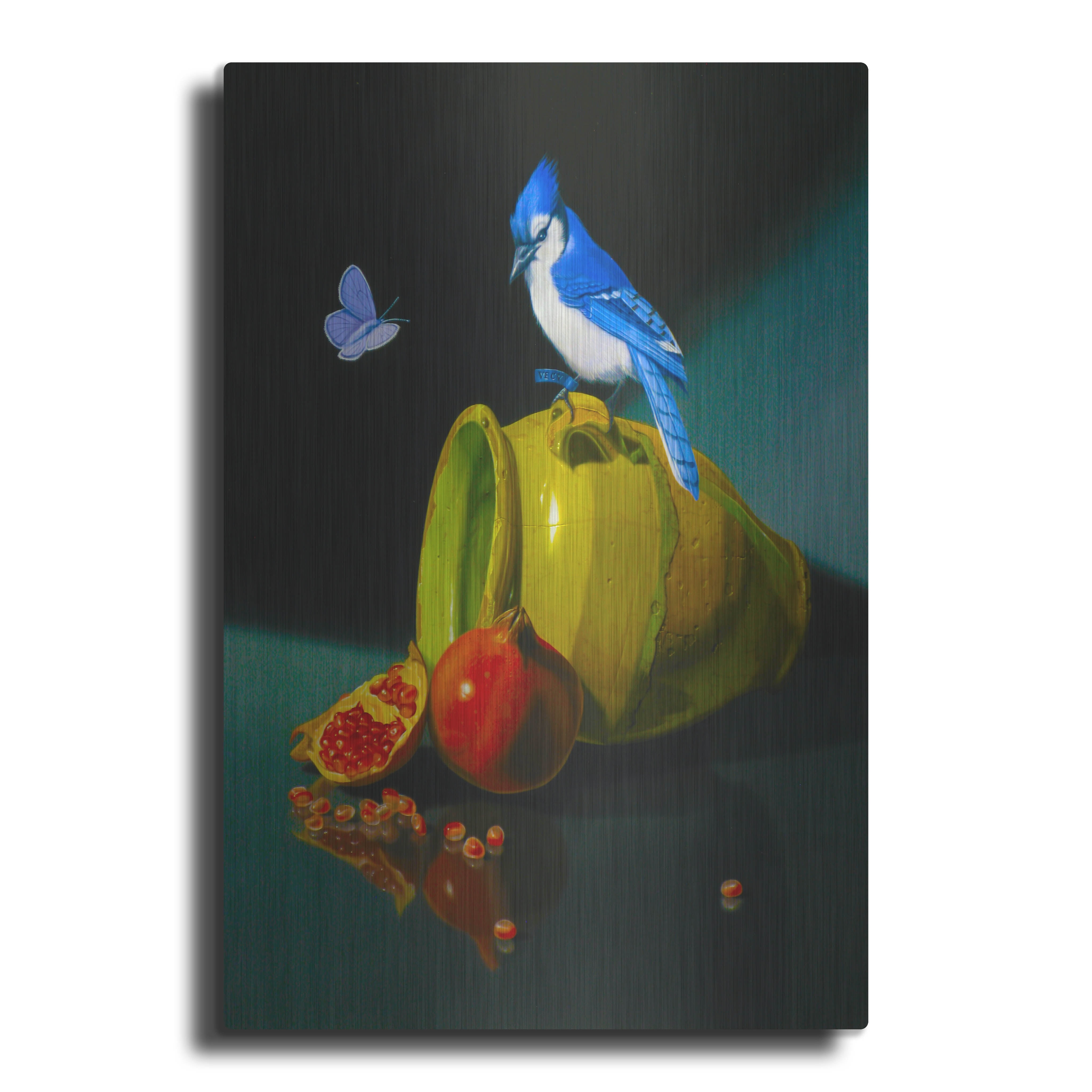 Luxe Metal Art 'The Jay In Provencal Pot' by Valery Vecu Quitard, Metal ...