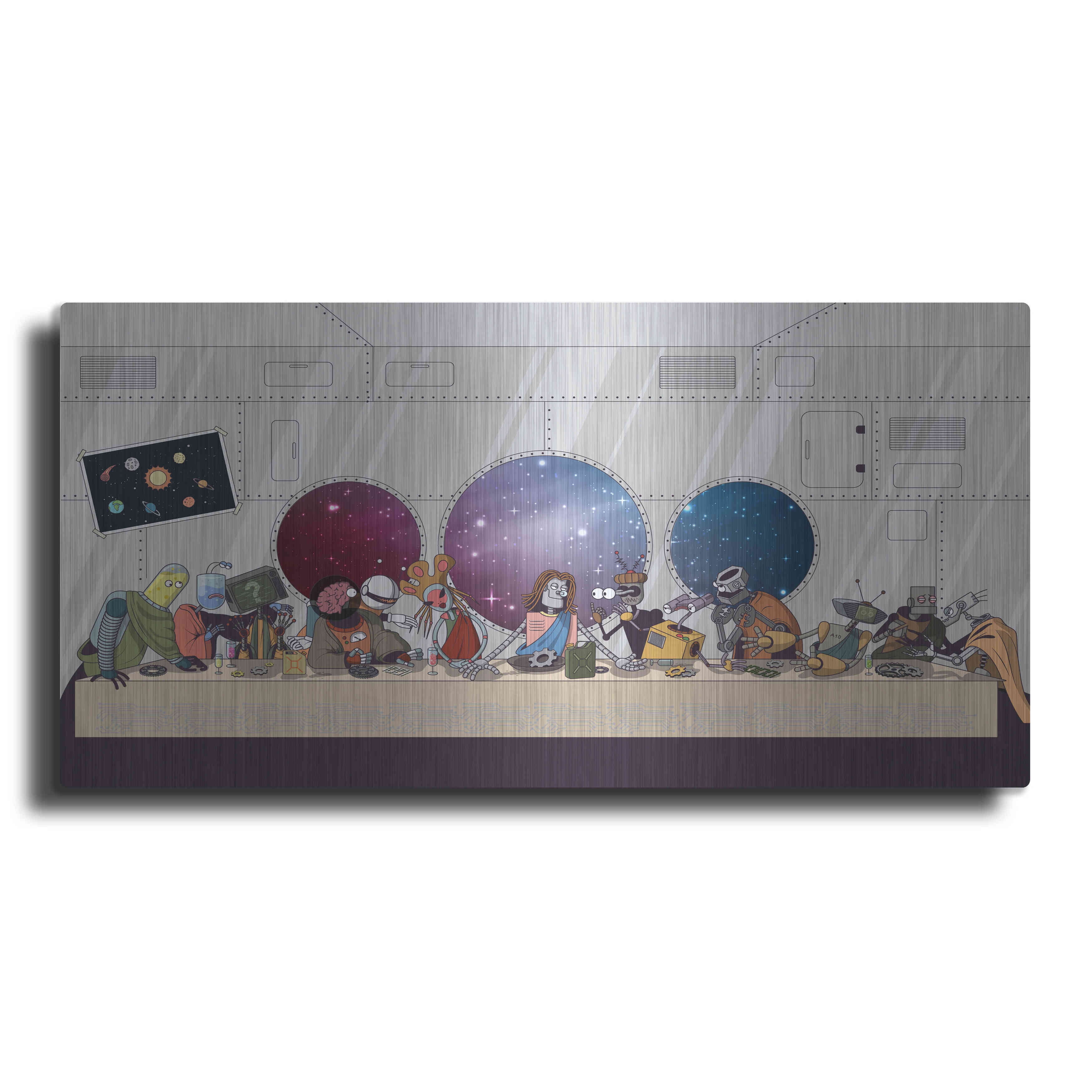 Luxe Metal Art 'The Robot's Last Supper' Metal Wall Art, 24"x12 ...