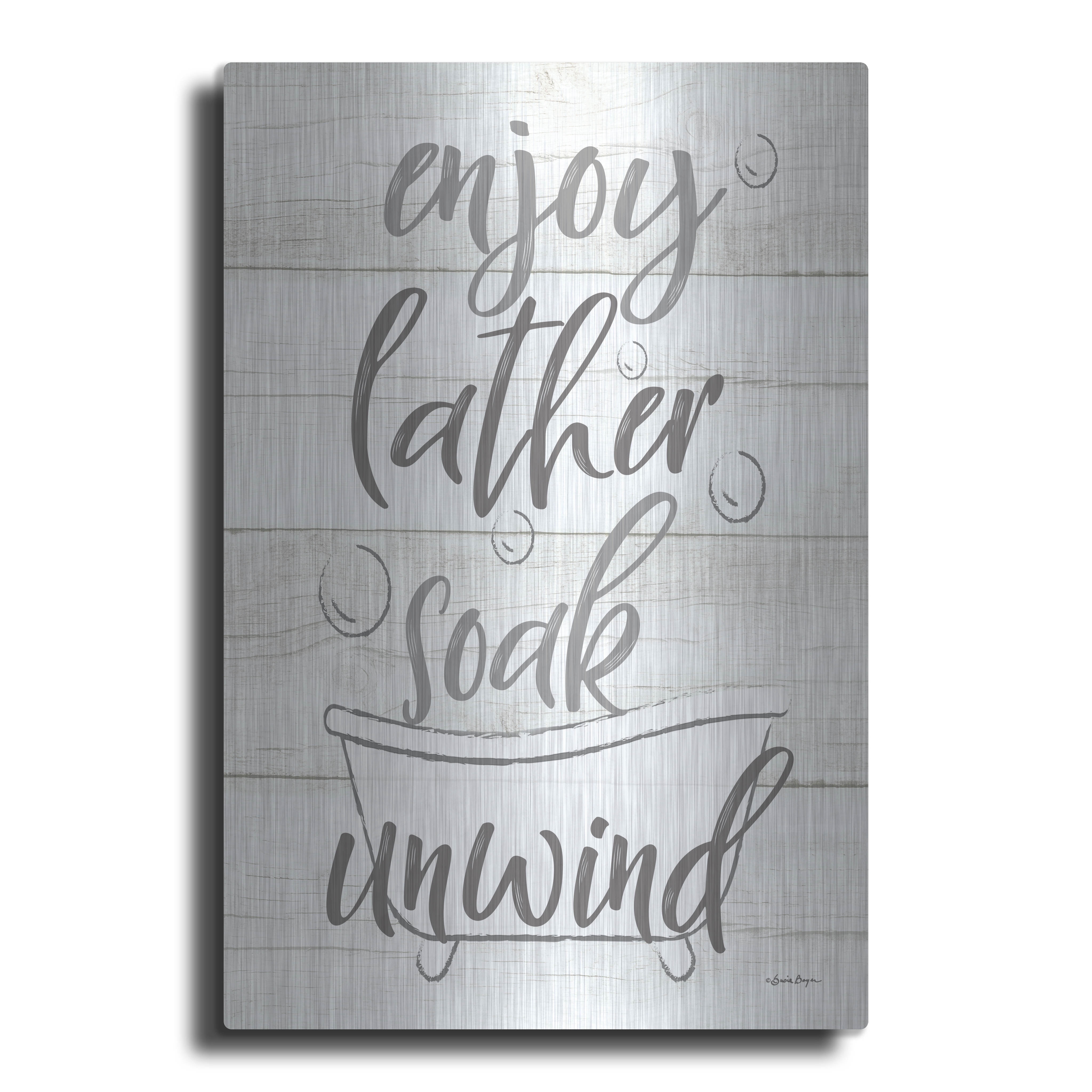 Luxe Metal Art 'Time In The Tub' by Susie Boyer Metal Wall Art, 12" x ...