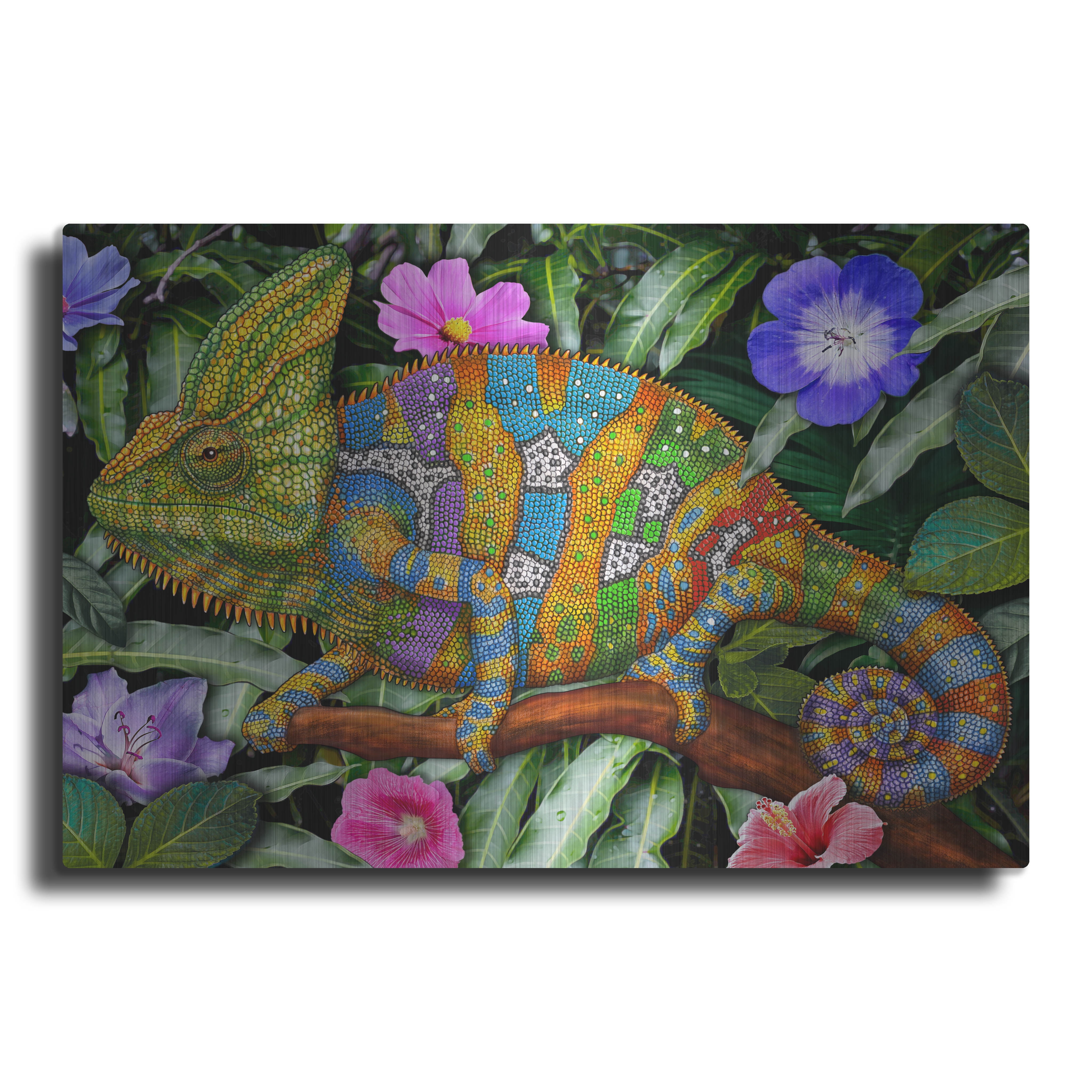 Luxe Metal Art 'Veiled Chameleon Rainbow' by Tim Jeffs Metal Wall Art ...