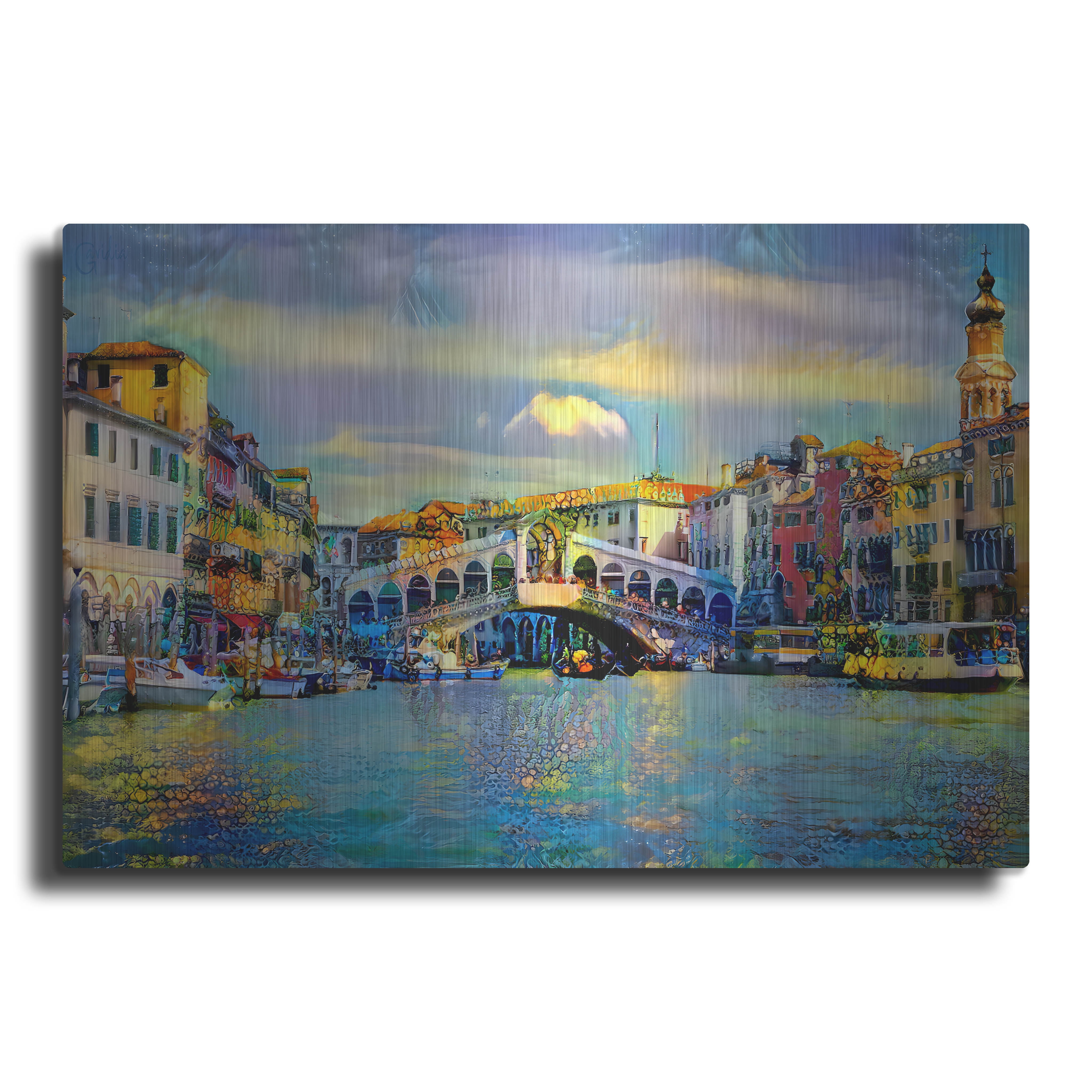 Luxe Metal Art 'Venice Italy Rialto Bridge' by Pedro Gavidia, Metal ...