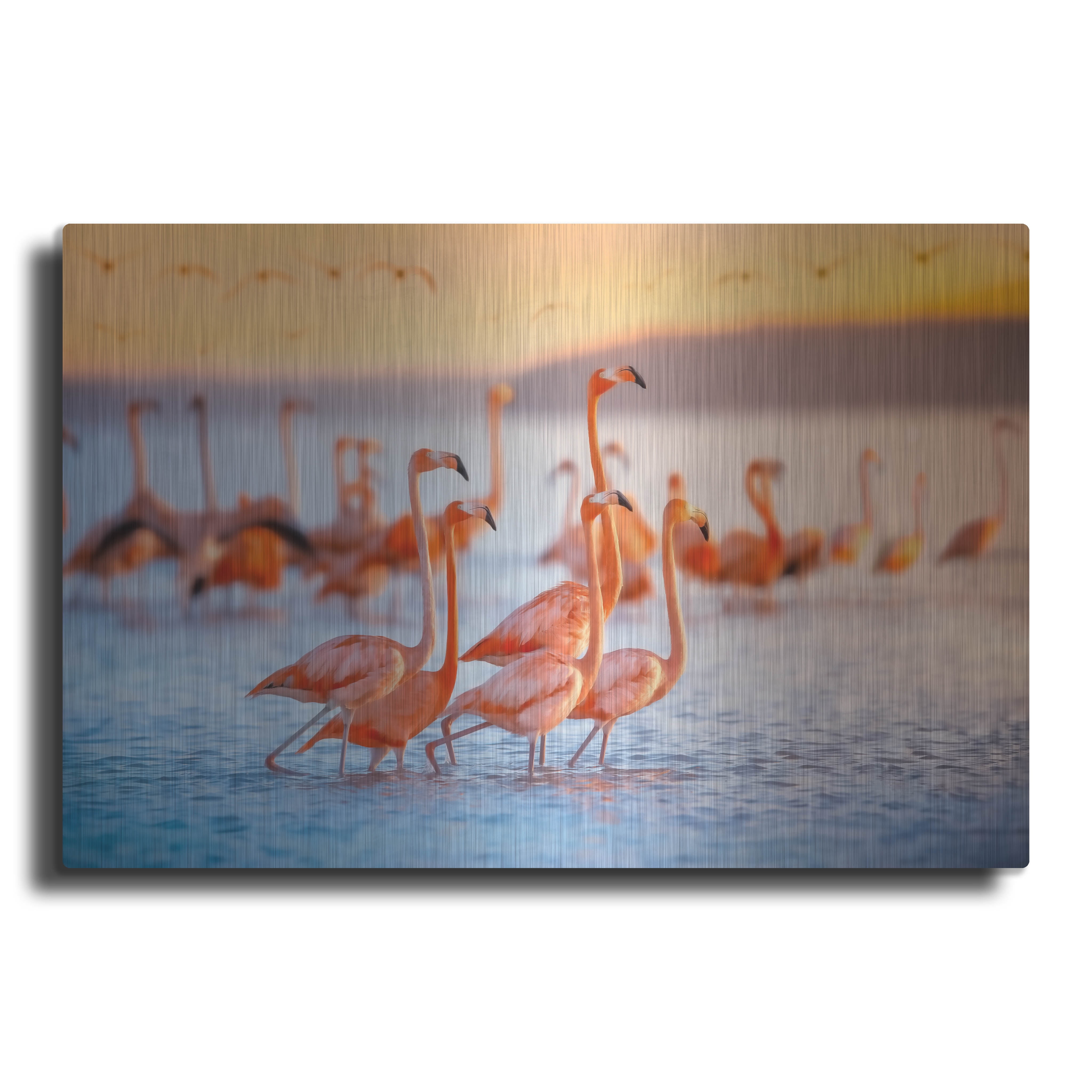 Luxe Metal Art 'Wading Flamingos' by Jonathan Ross, Metal Wall Art, 16 ...