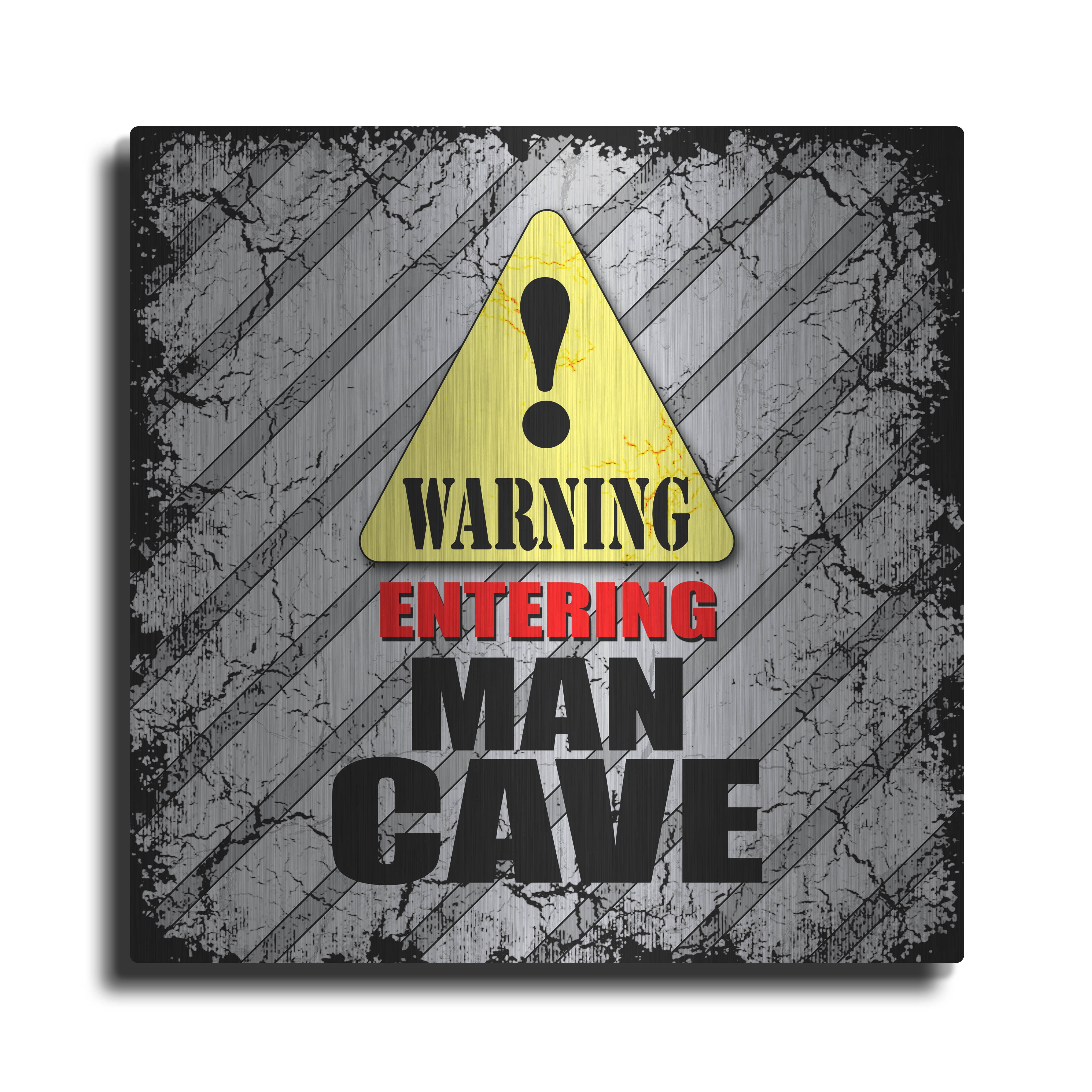 Luxe Metal Art 'Warning Man Cave' by Lightbox Journal, Metal Wall Art ...