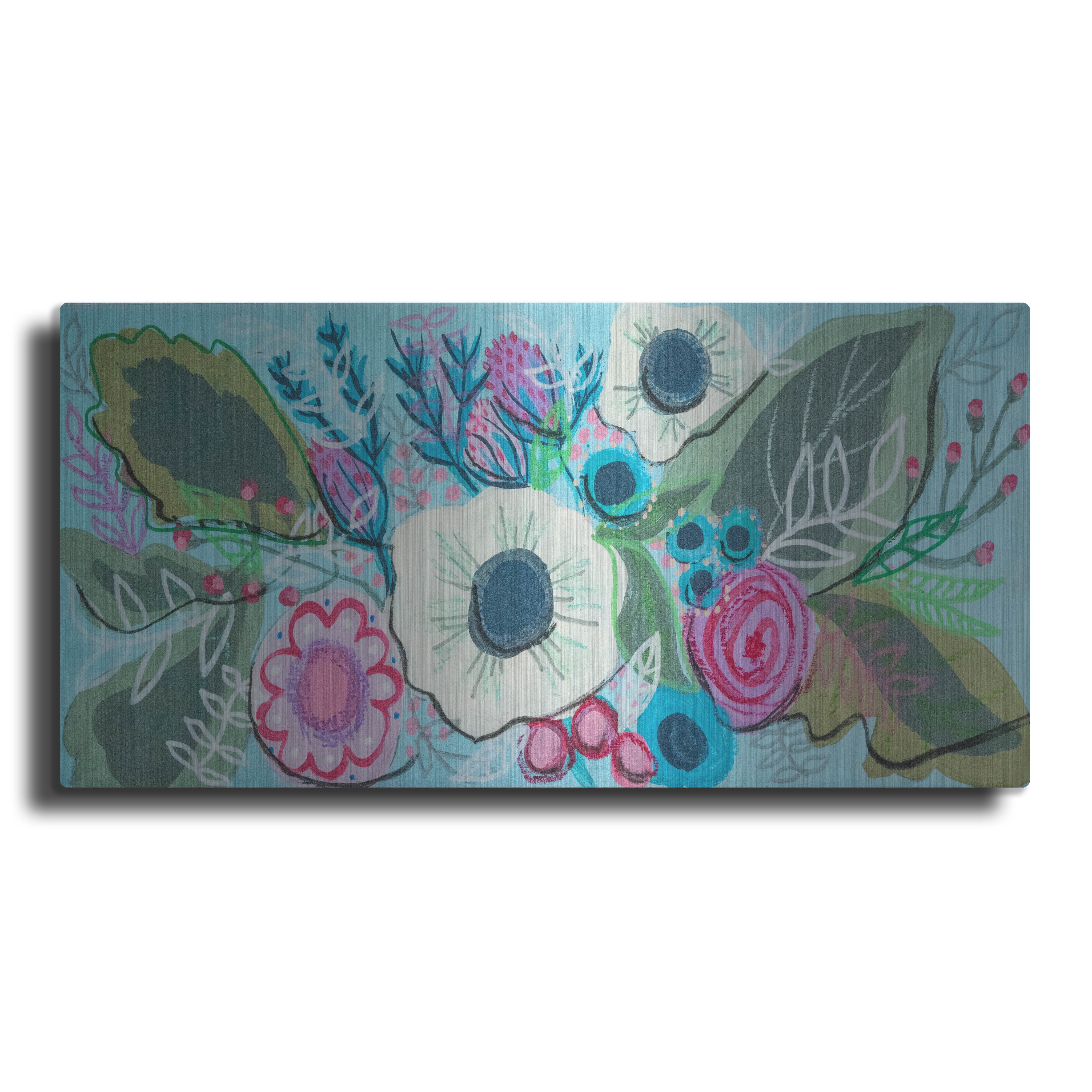 Luxe Metal Art 'White Blooms' by Jeri Hauth Metal Wall Art, 48" x 24 ...