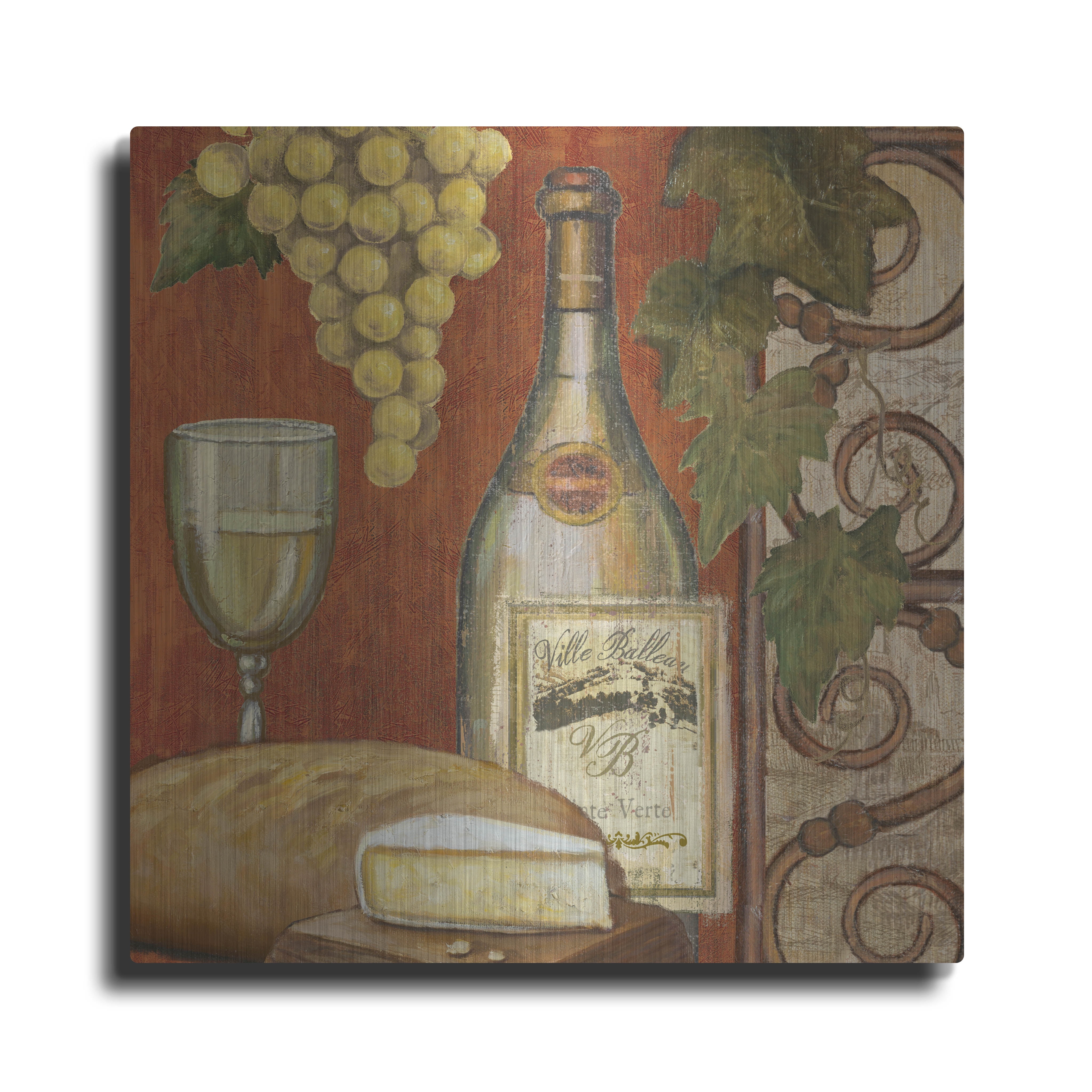 Luxe Metal Art 'Wine And Cheese Tasting 2' by Art Licensing Studio ...