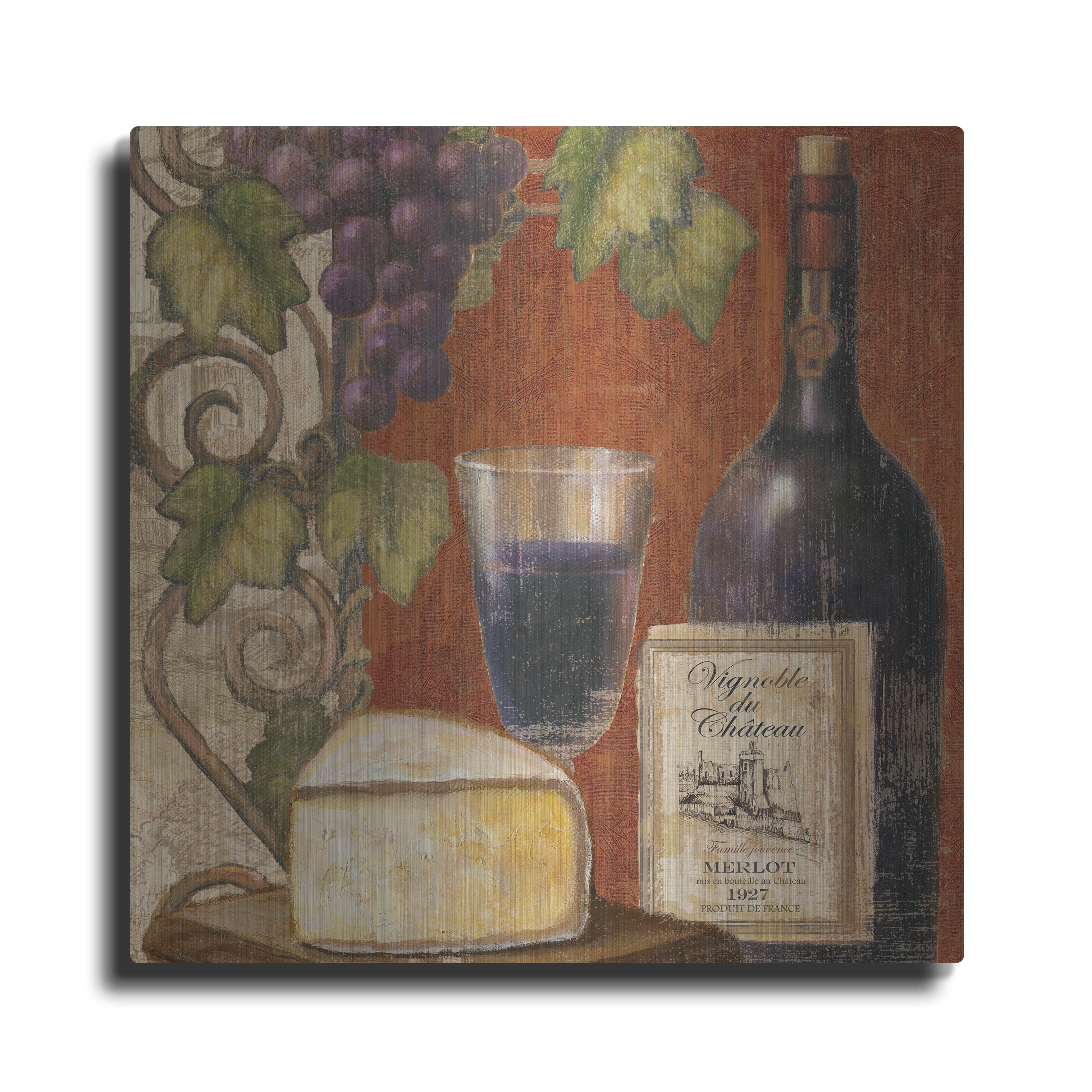 Luxe Metal Art 'Wine And Cheese Tasting 3' by Art Licensing Studio ...