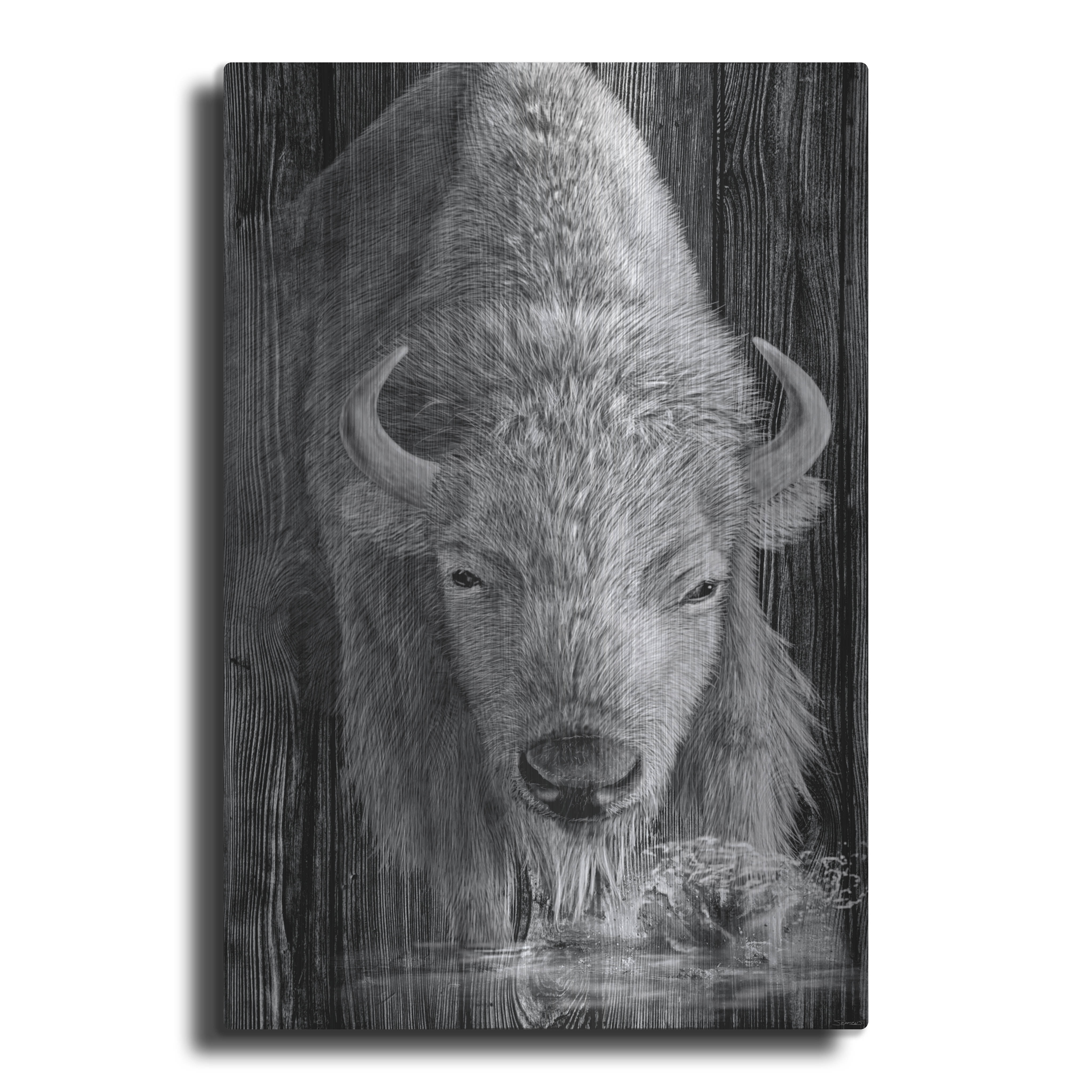 Luxe Metal Art 'Woodgrain Antiques White Buffalo' by Gordon Semmens ...