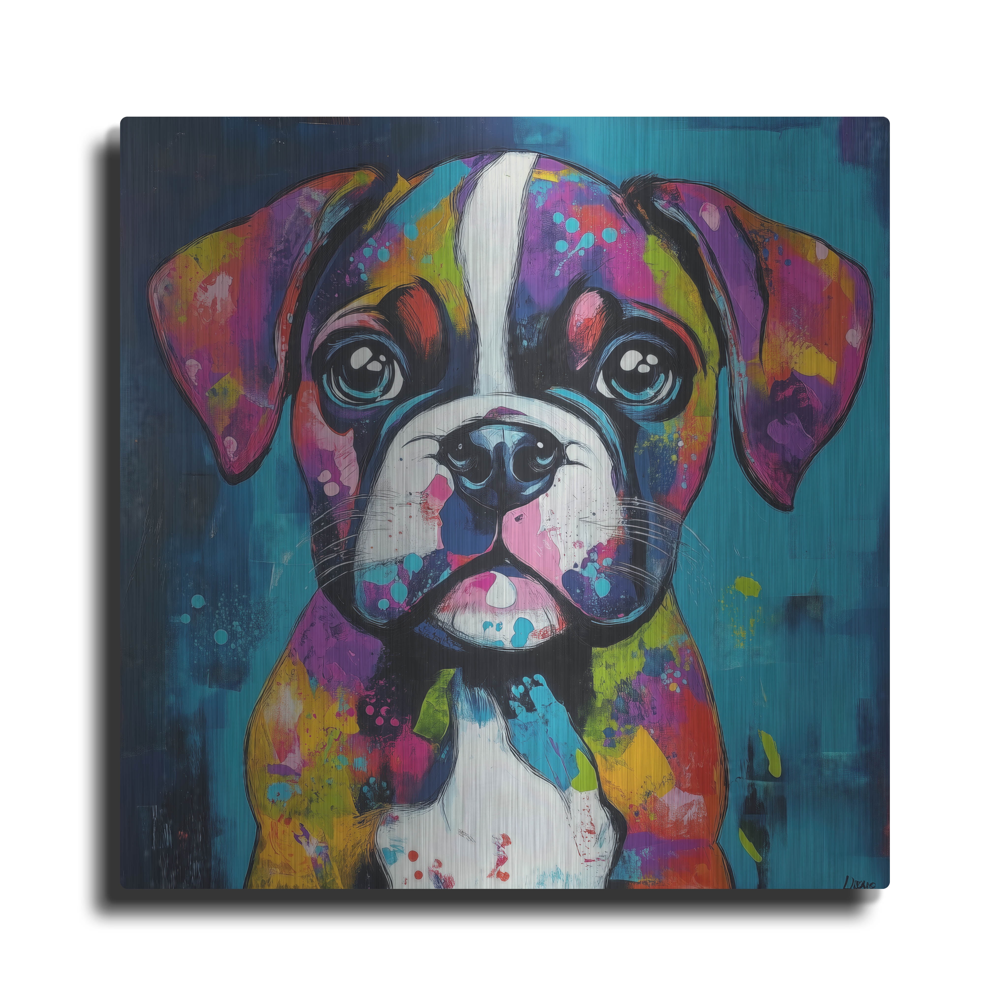 Luxe Metal Art 'Woof Boxer' by Rich Monet Metal Wall Art, 12" x 12" - Walmart.com